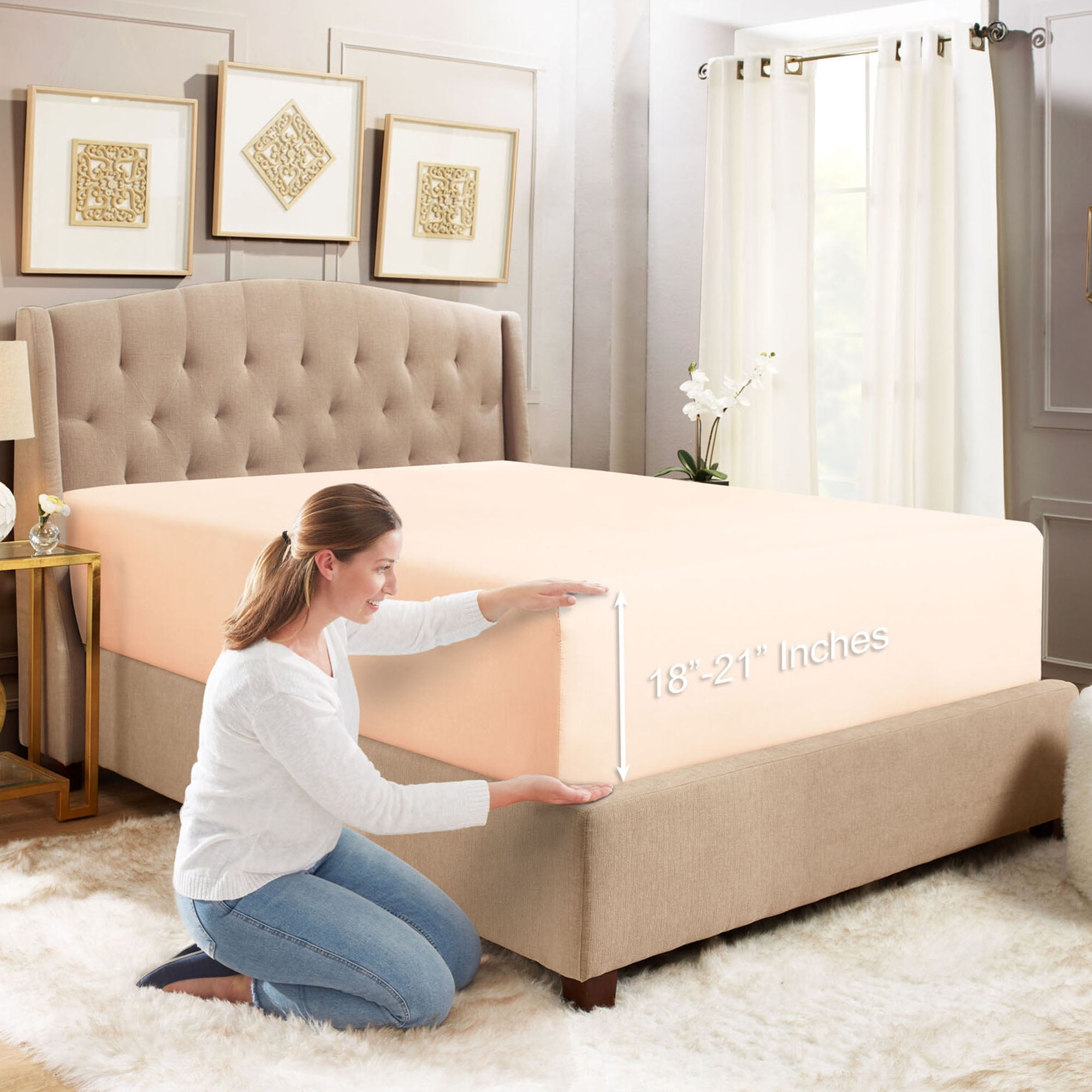 SAYFUT Bed Sheet Set-Hotel Luxury Extra Deep Sheets in 20+ Colors, 18''- 21'' Deep - Walmart.com