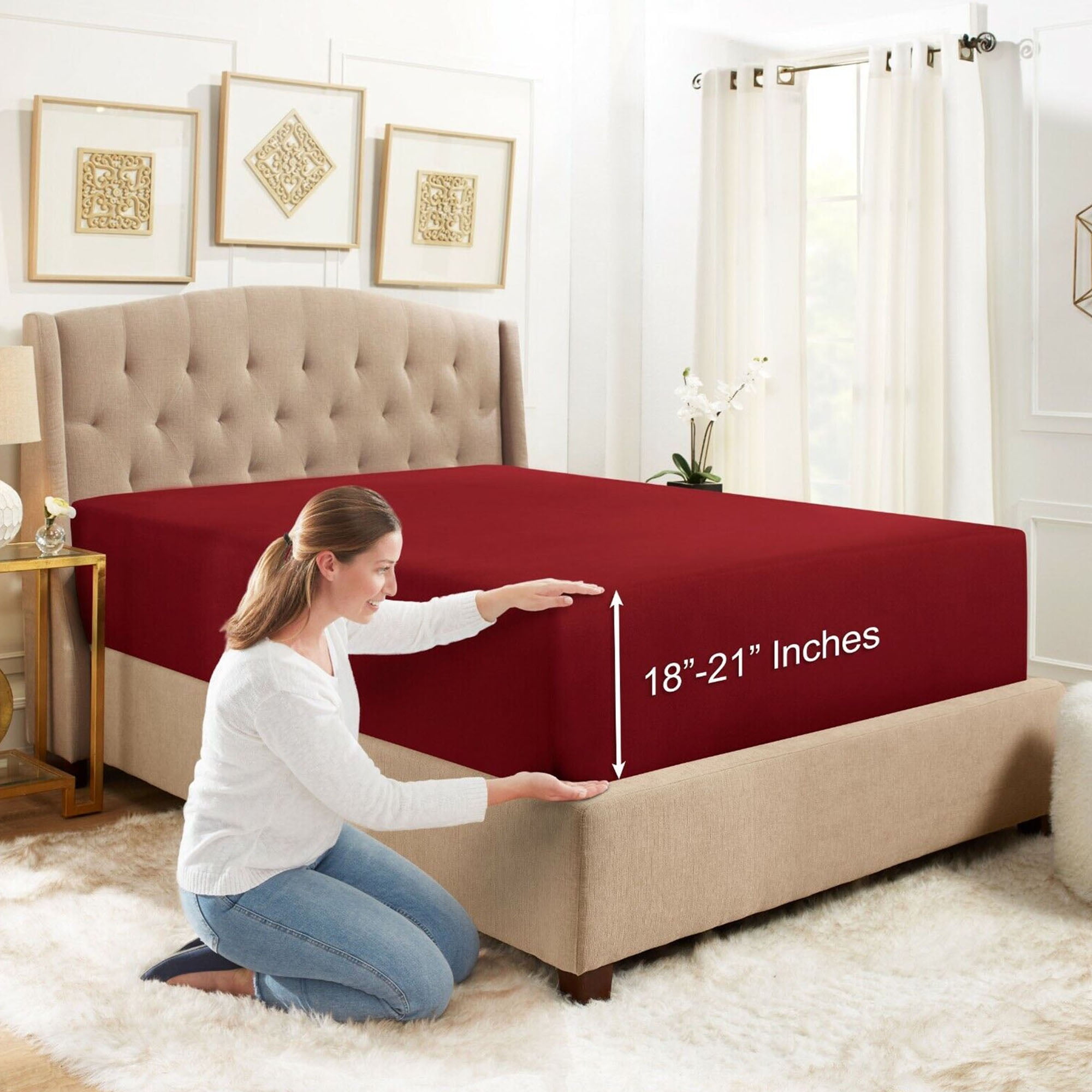 SAYFUT Bed Sheet Set-Hotel Luxury Extra Deep Sheets in 20+ Colors, 18''- 21'' Deep - Walmart.com