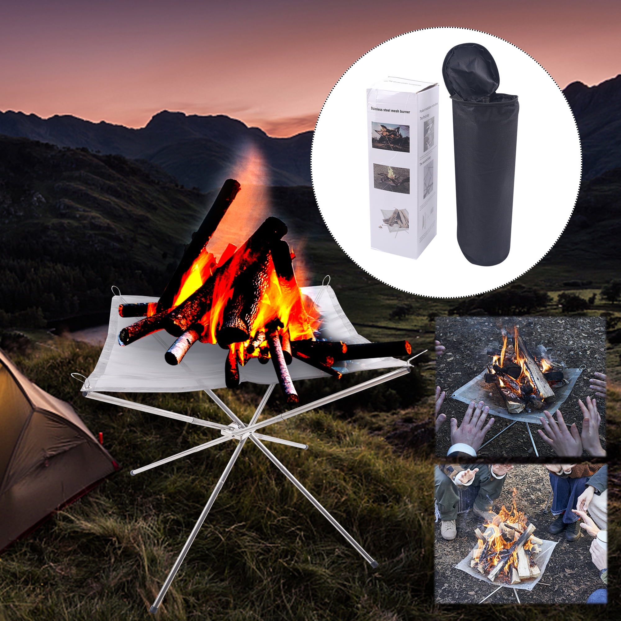 SAYFUT Camping Fire Pit Fireplace, Portable Firewood Stove Bonfire ...