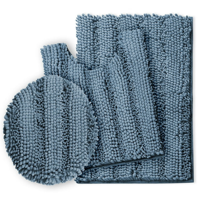 SAYFUT Chenille 3 PC Bath Mat Set Extra Soft Absorbent Medium Contour ...