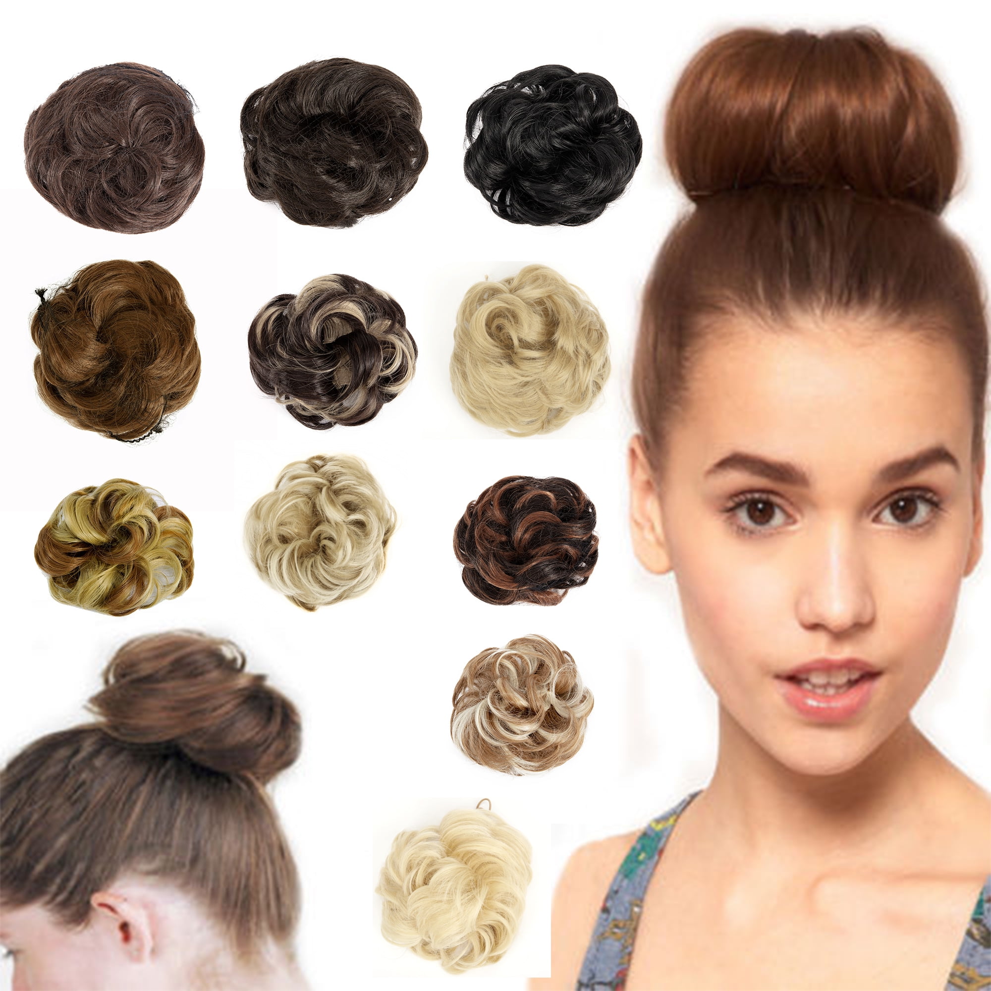 SAYFUT Clip in Hair Bun Extension Scrunchie Bun up Do Hair Piece Hair ...