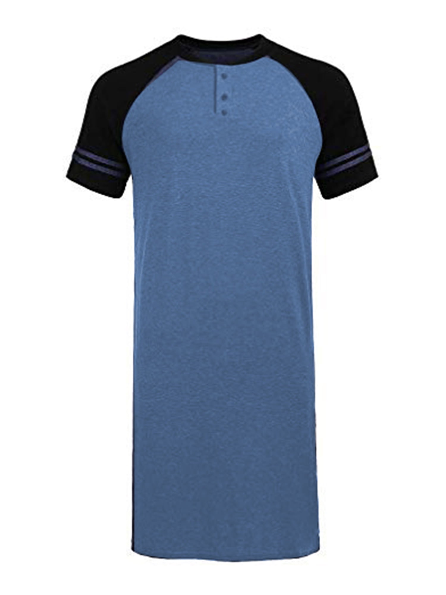 SAYFUT Cotton Sleep Shirt for Men O-Neck Nightshirts Short Sleeve ...