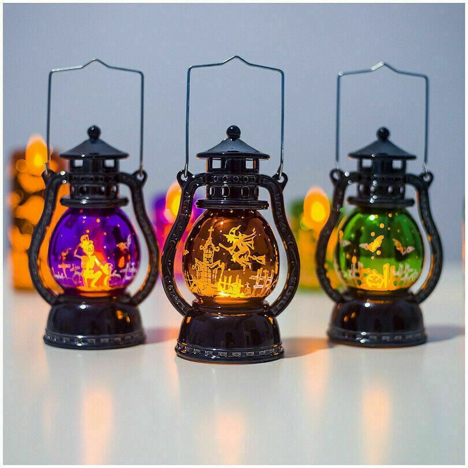 SAYFUT Halloween LED Lamp Flame Lantern Hanging Decor Pumpkin Castle ...