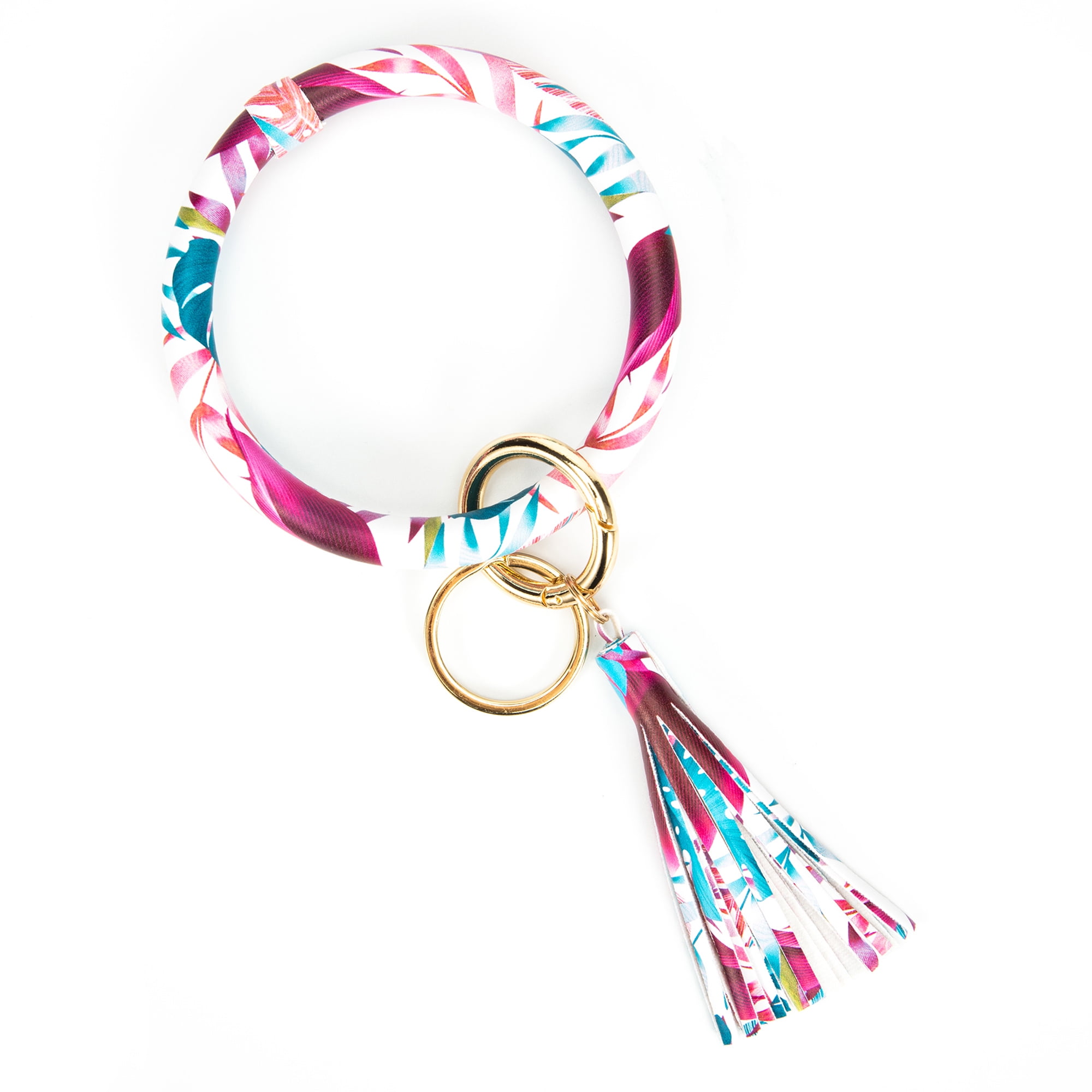 SAYFUT Handmade PU Leather Bracelet Key Ring Bangle Keyring, Tassel ...