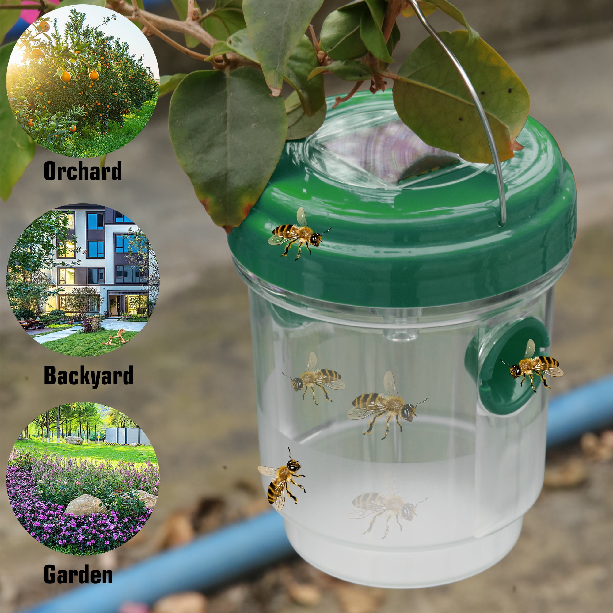 SAYFUT Solar Powered Wasp Trap Catcher W/ LED Outdoor Reusable Bee ...