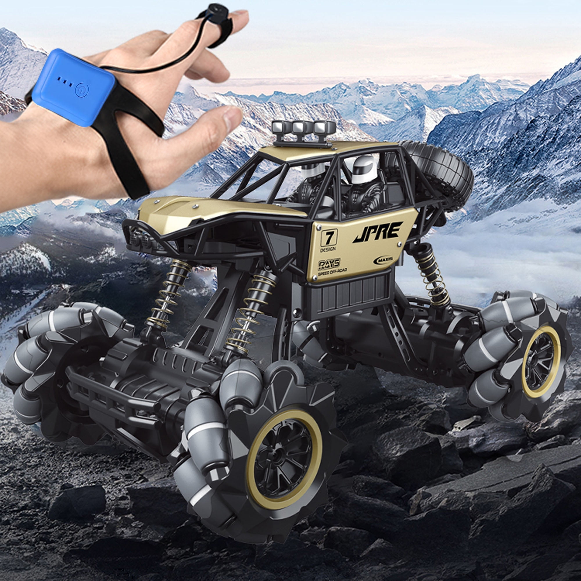 SAYFUT High Chassis Off-Road RC Car, RC Stunt Car 360° Rotating 4WD 2 ...