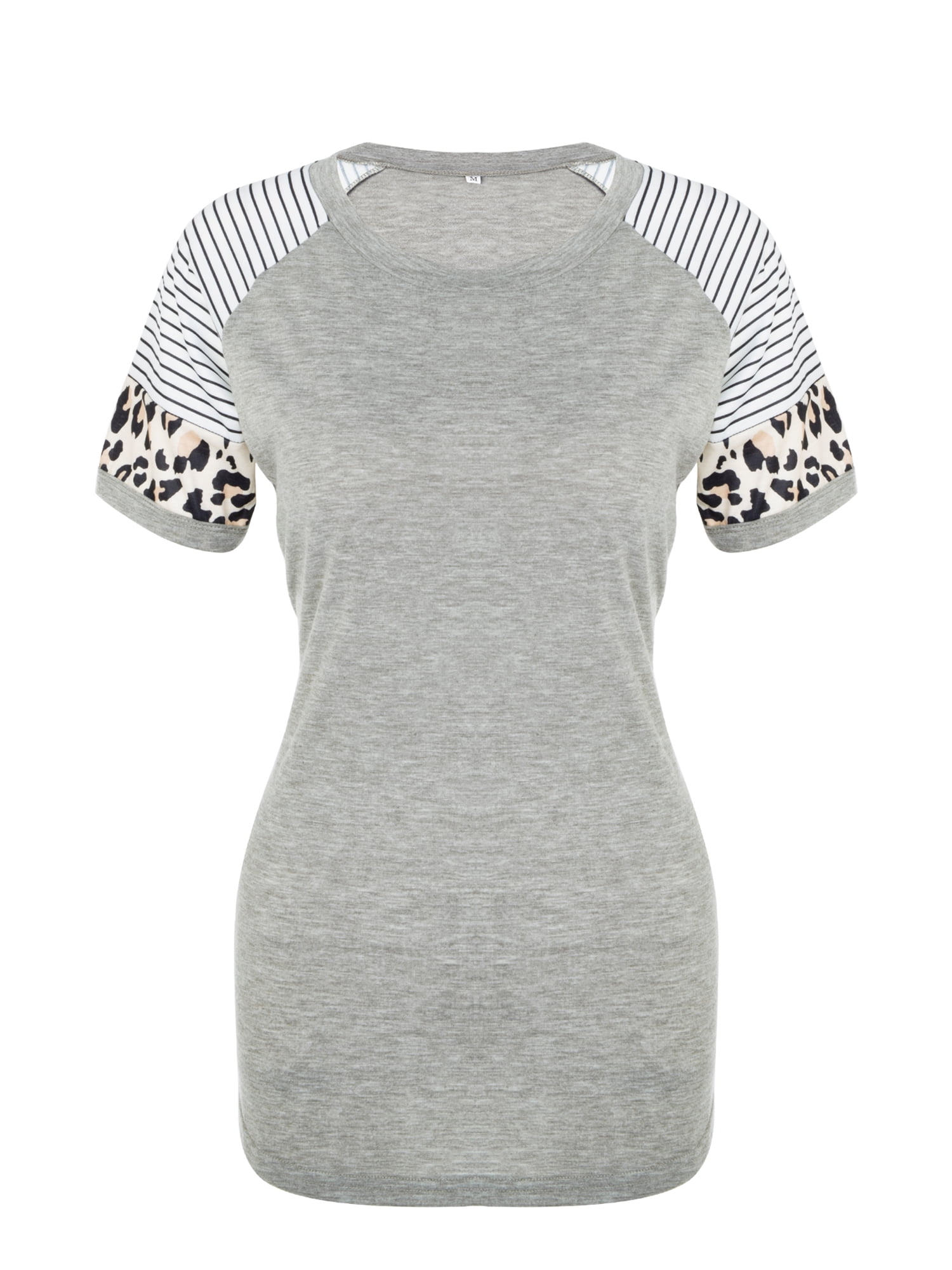 SAYFUT Juniors' Plus Size Leopard Summer Loose Striped Tops Short ...