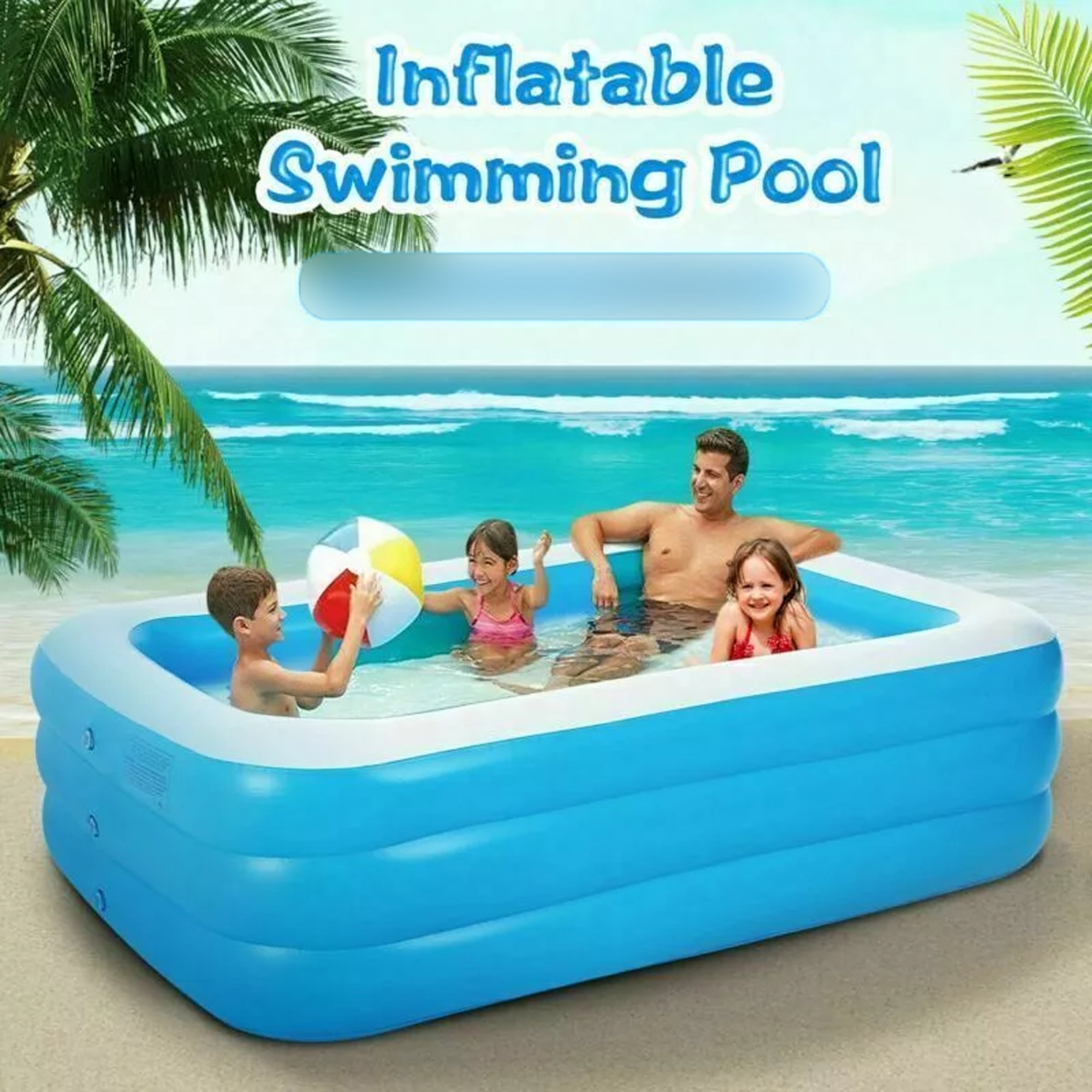 SAYFUT Dinosaur Inflatable Swim Pool, Large Family Pool for 4-8 Kids ...