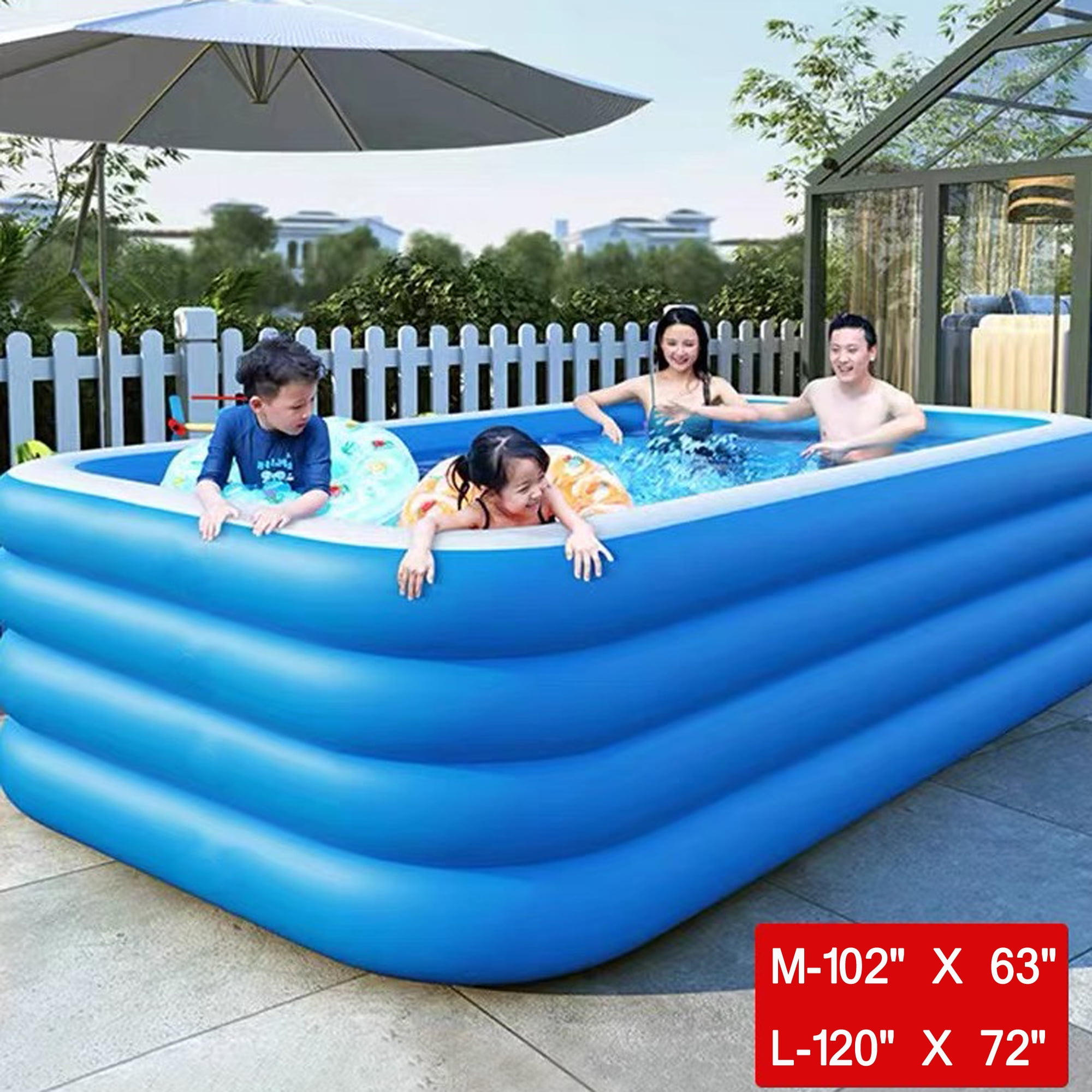 SAYFUT Inflatable Kids Pool Large Family Backyard Splash Pool for 2-3 ...