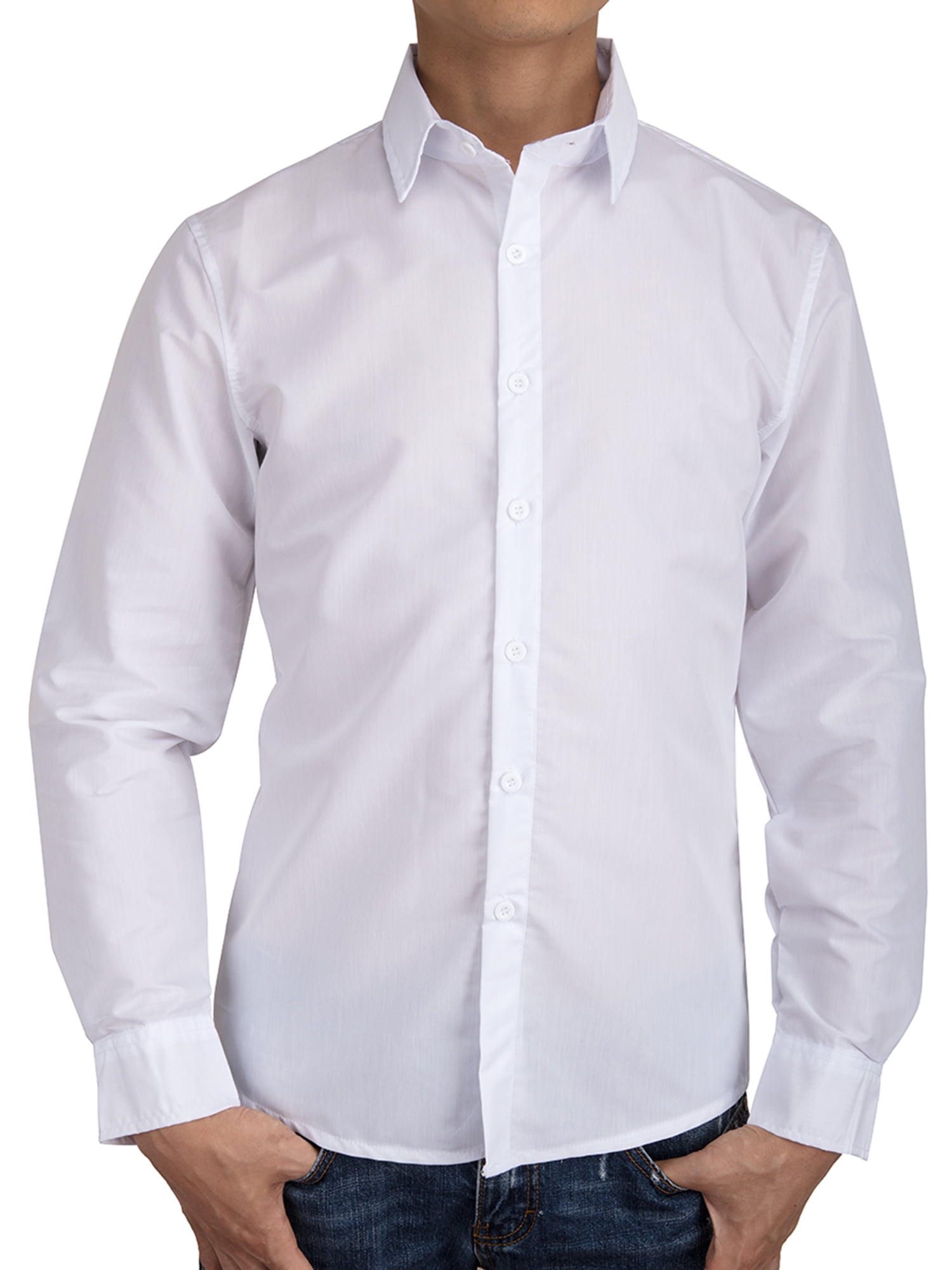 SAYFUT Men's Slim Fit Solid White Dress Shirt Long Sleeve Casual Button ... SAYFUT Men's Slim Fit Solid White Dress Shirt Long Sleeve Casual Button ...
