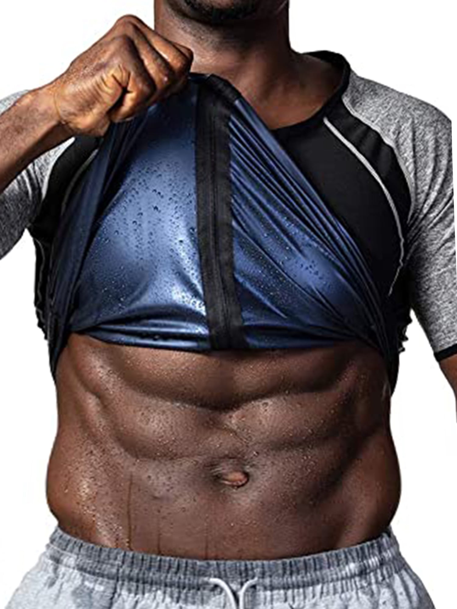 SAYFUT Men's Weight Loss Shirt Top Training Body Shaper Clothes Sweat ...