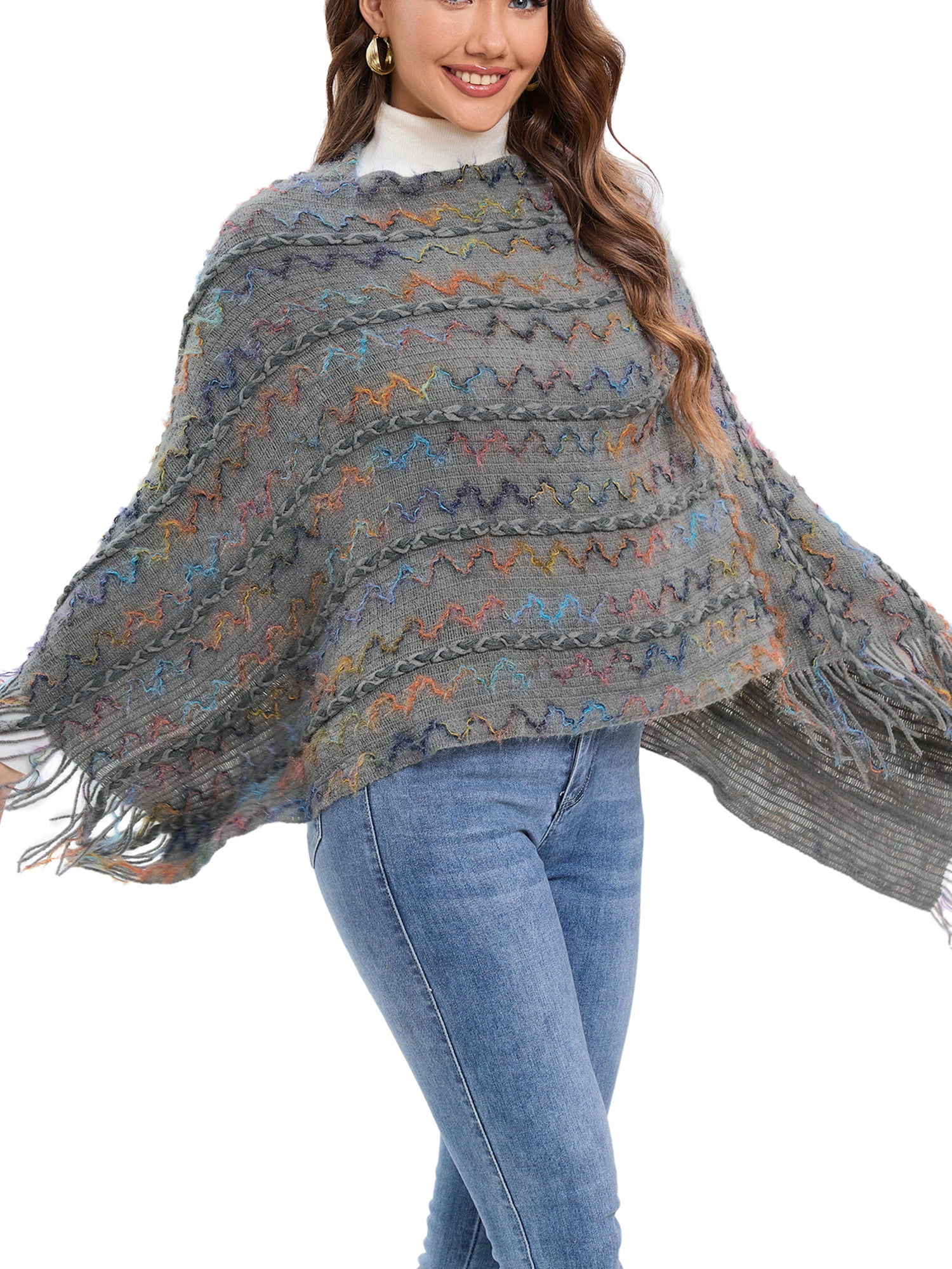 SAYFUT Ponchos for Women Elegant Soft Pullover Womens Ponchos Wraps ...