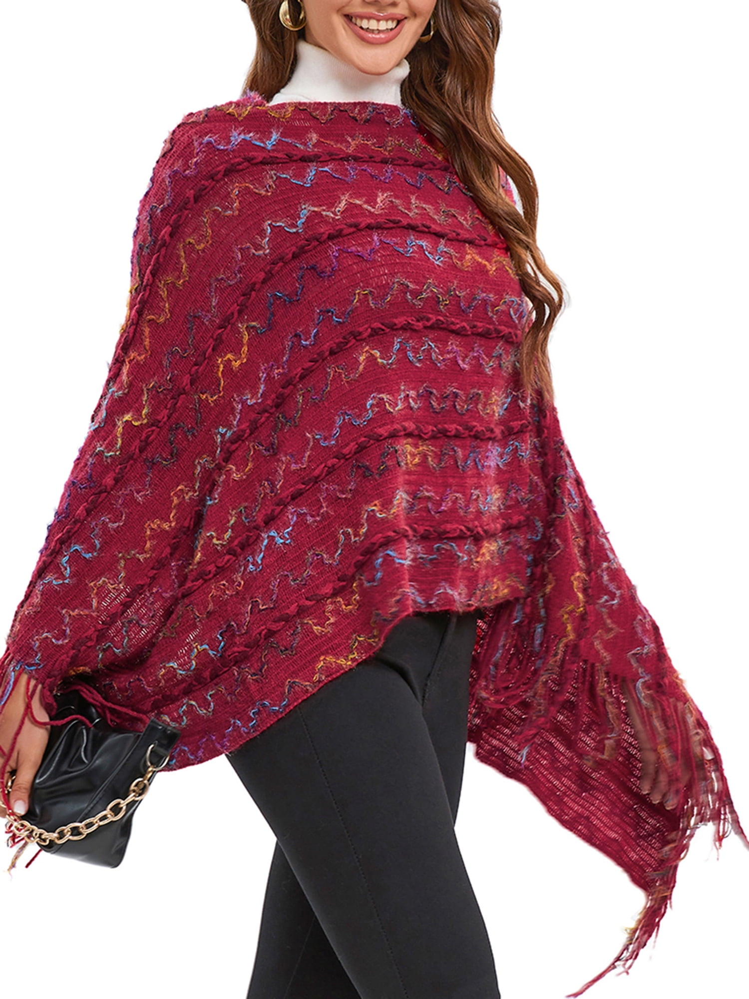 SAYFUT Ponchos for Women Elegant Soft Pullover Womens Ponchos Wraps ...