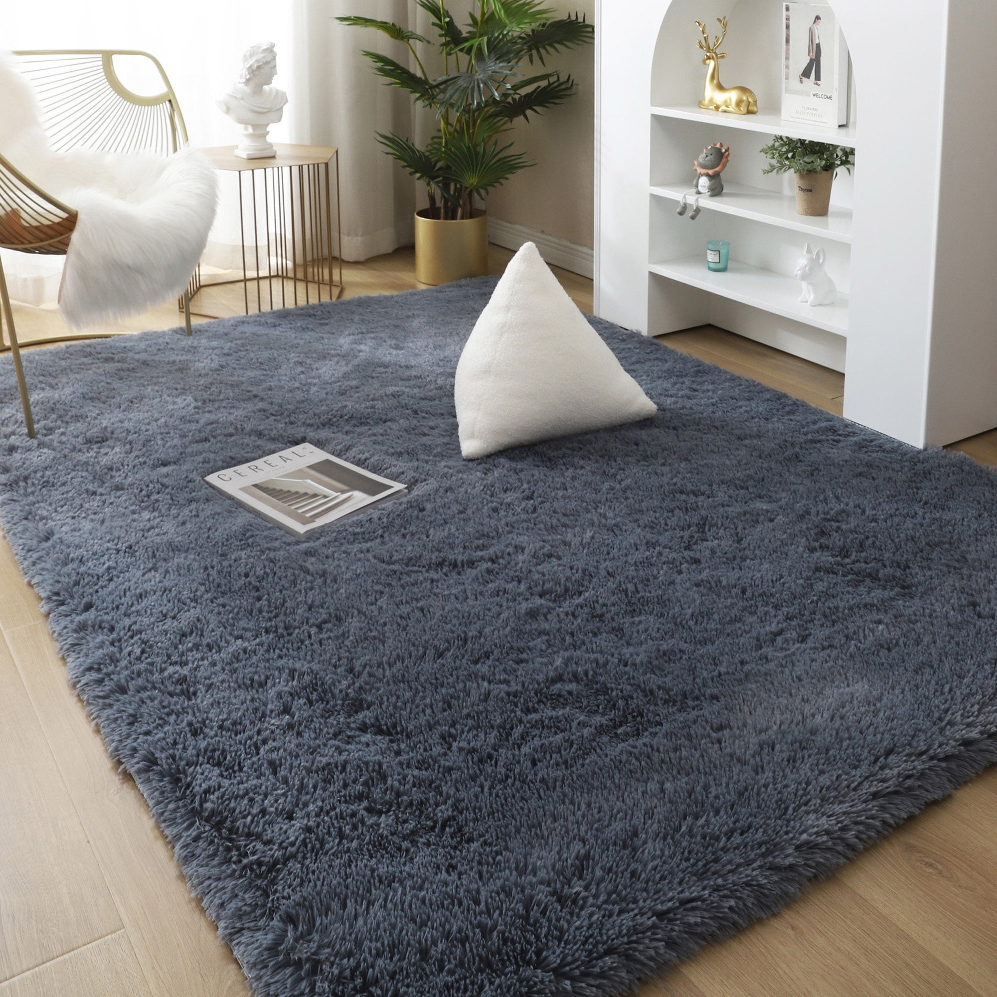SAYFUT Rug Rectangle Oblong Shape Bedroom Fluffy Rugs Anti-Skid Shaggy ...