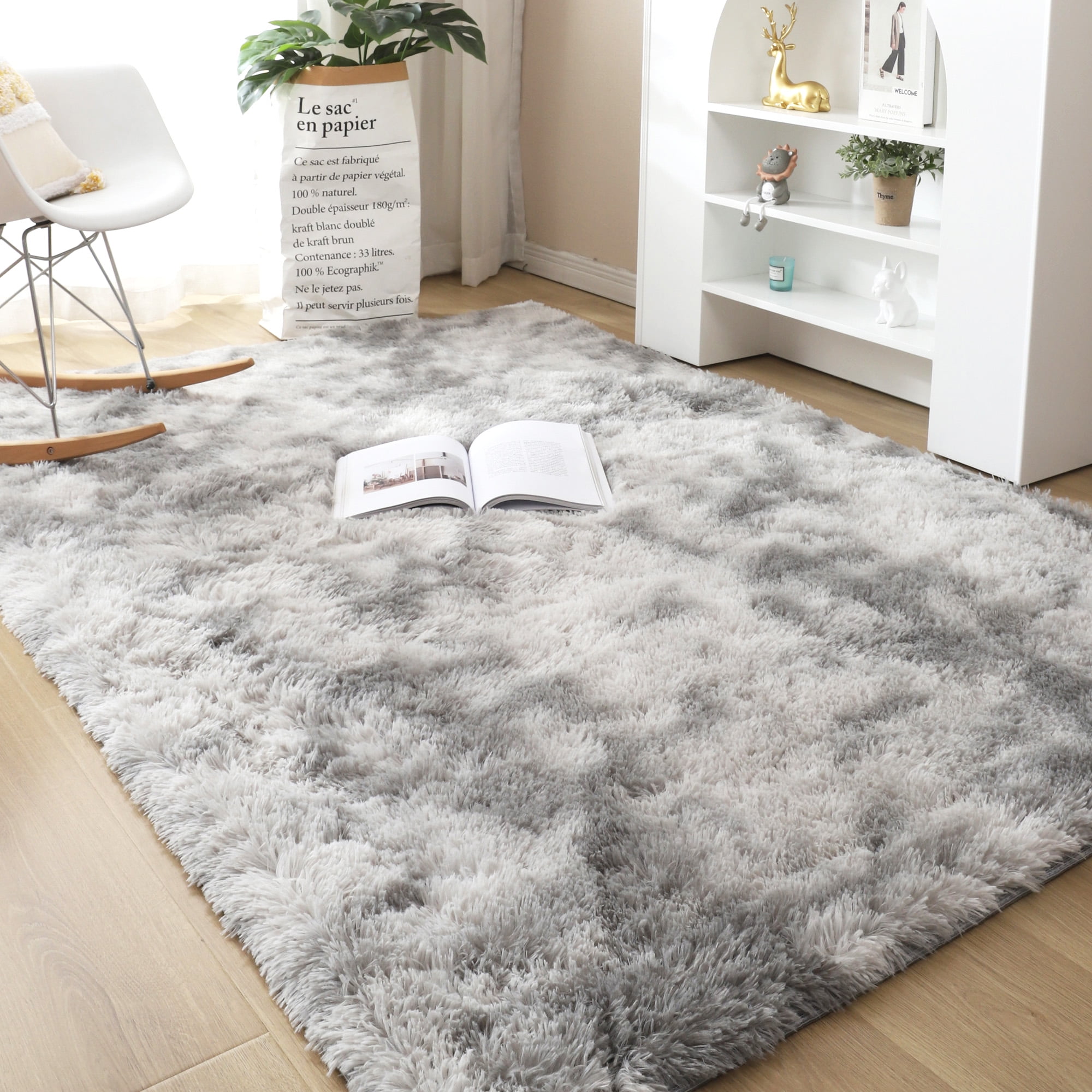 SAYFUT Rug Rectangle Oblong Shape Bedroom Fluffy Rugs Anti-Skid Shaggy ...