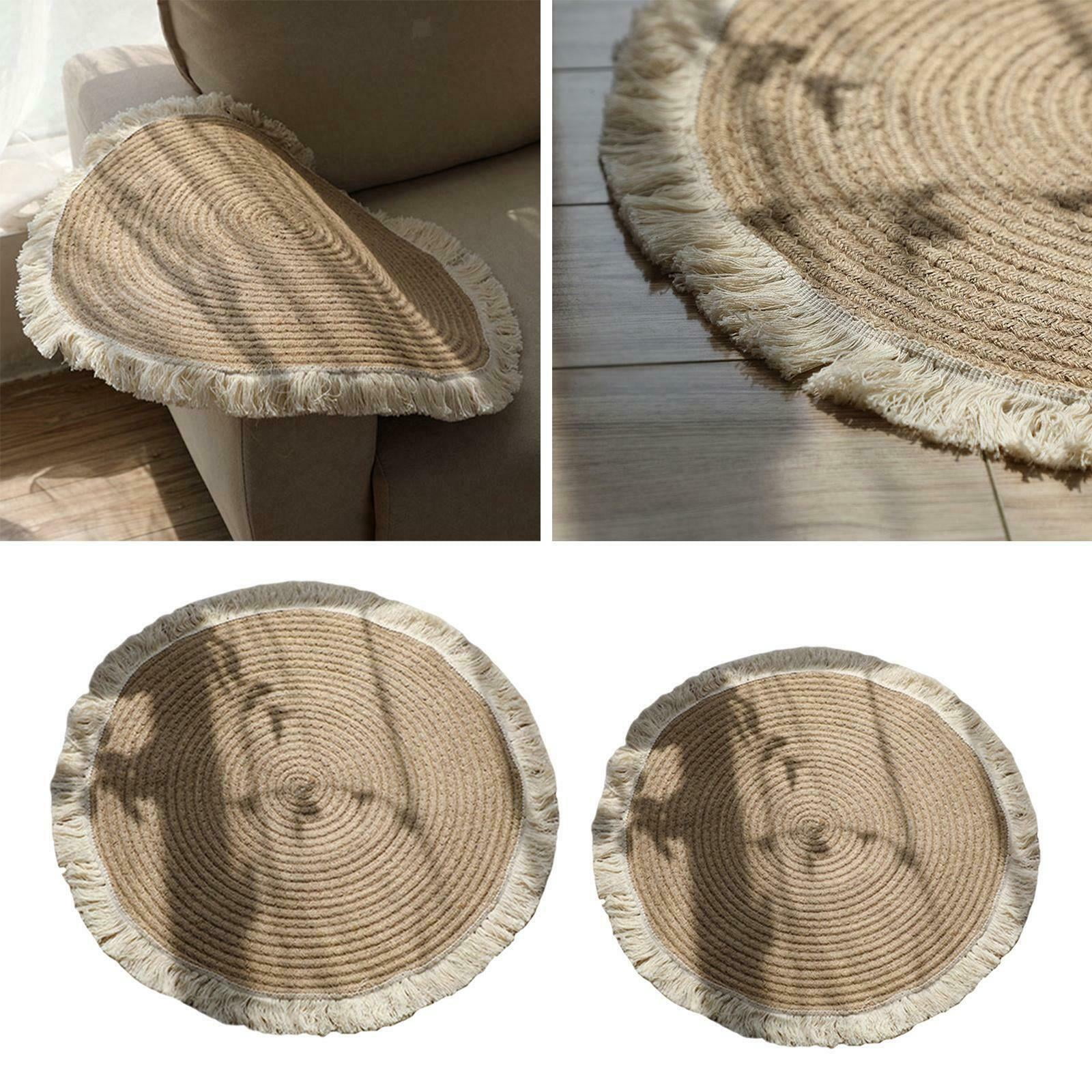 SAYFUT Soft Jute Area Rug Braided Woven Tassel Study children room Sofa ...