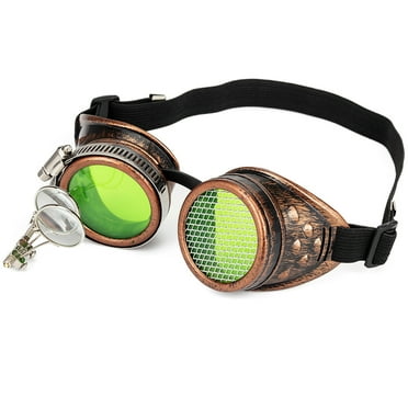 SAYFUT Vintage Red Copper Steampunk Goggles with Double Ocular Loupe ...