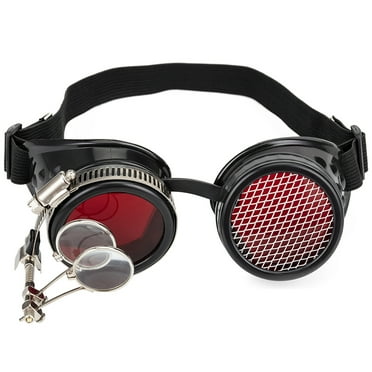 SAYFUT Vintage Red Copper Steampunk Goggles with Double Ocular Loupe ...