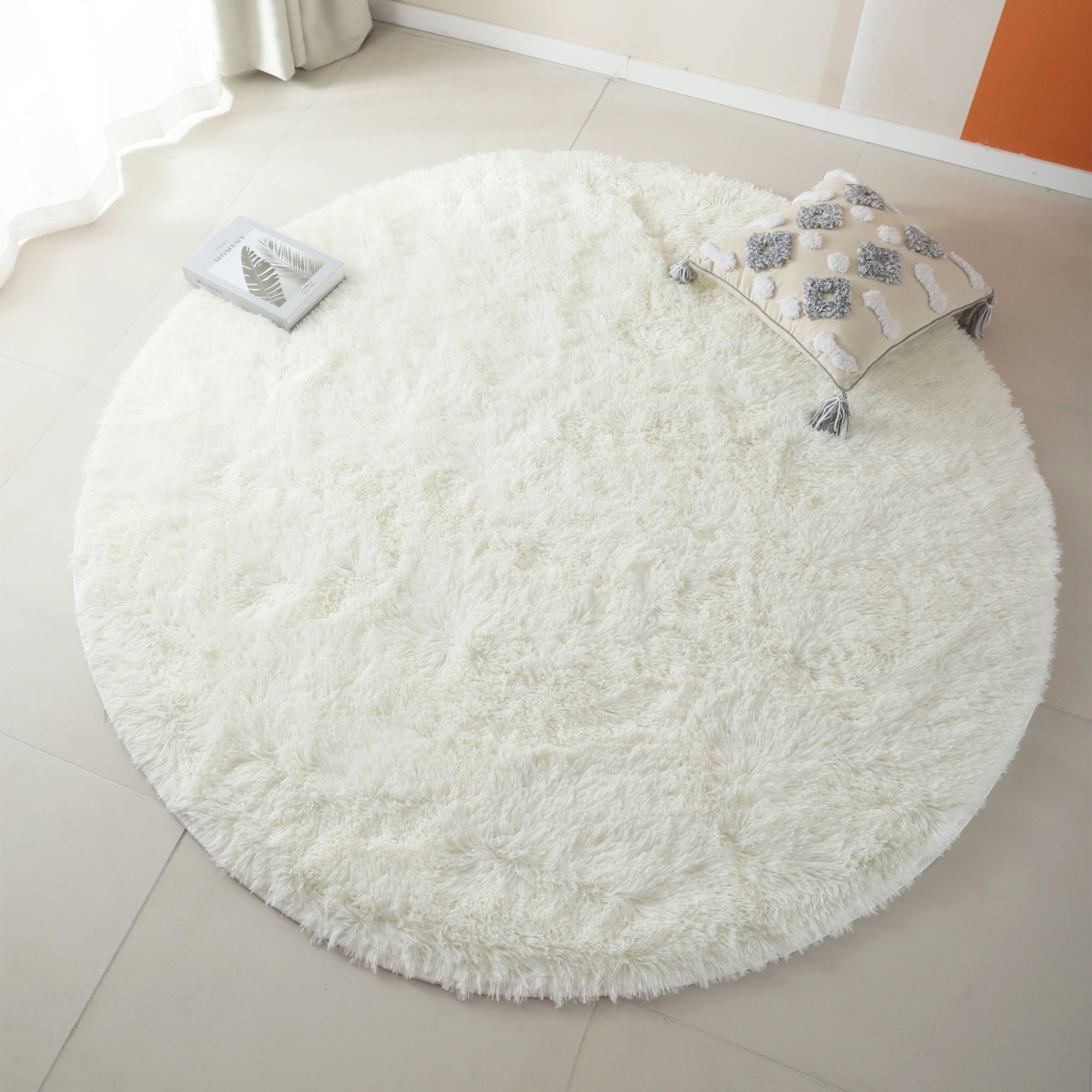SAYFUT Ultra Soft Area Rug, Non-Skid Fluffy Diameter 48in/ 63.78in ...