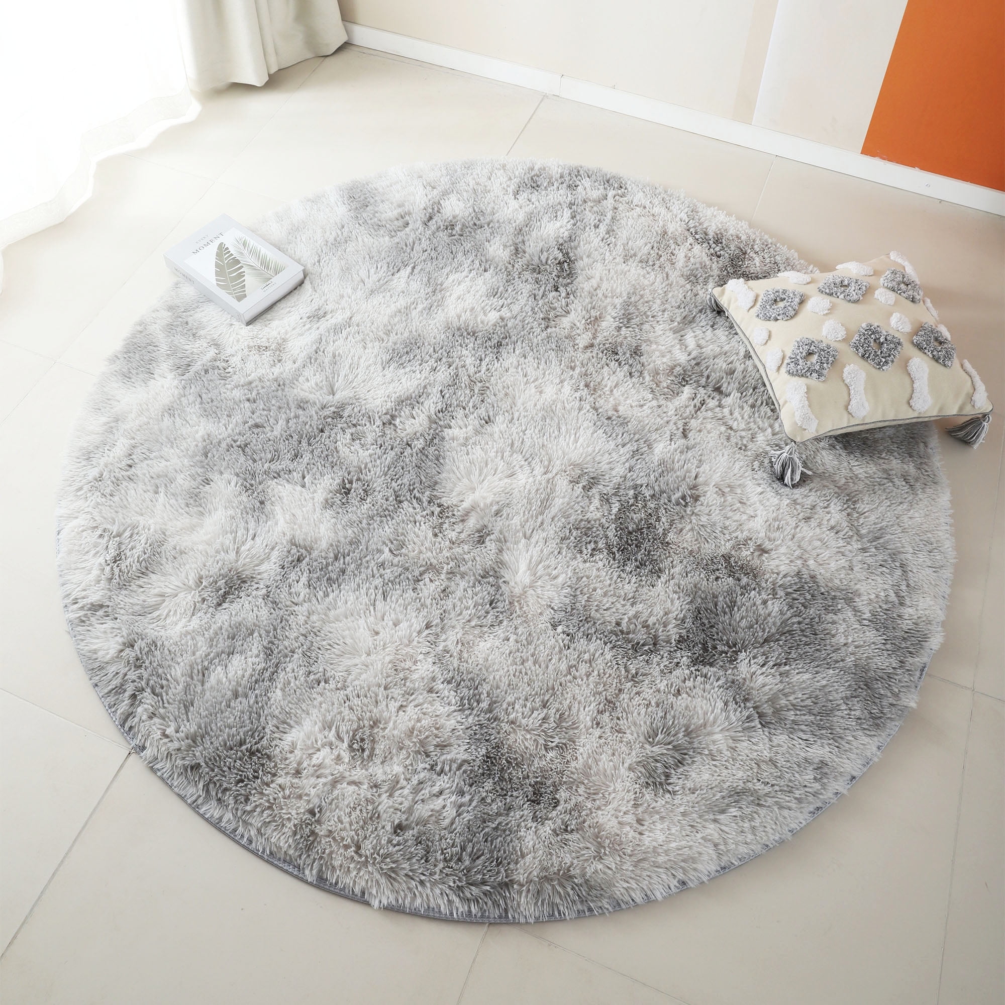SAYFUT Ultra Soft Area Rug, Non-Skid Fluffy Diameter 48in/ 63.78in ...