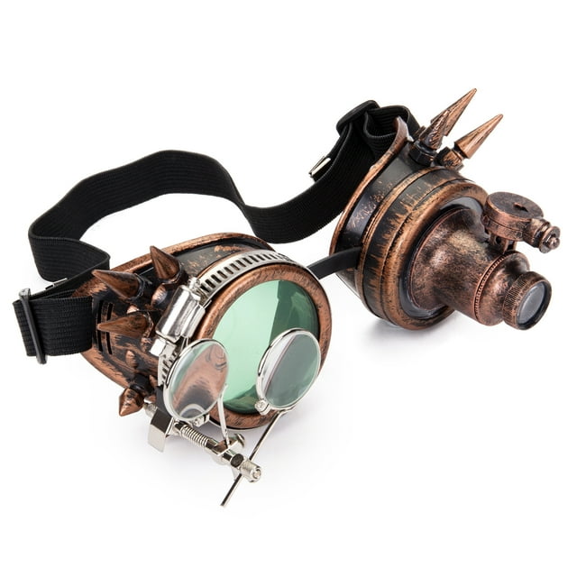 SAYFUT Vintage Red Copper Steampunk Goggles with Double Ocular Loupe ...