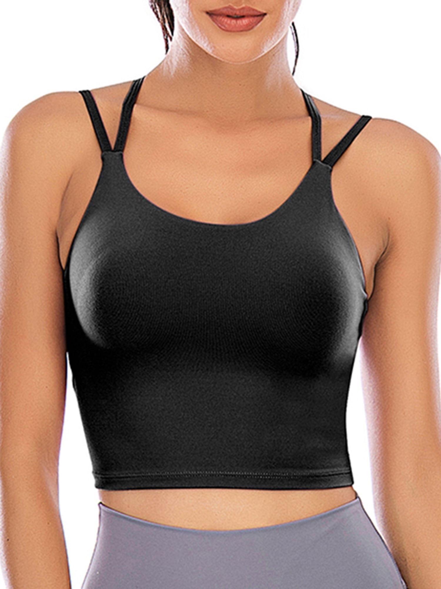 SAYFUT Women Girls Removable Paddeds Sport Bras Spaghetti Strap Yoga ...