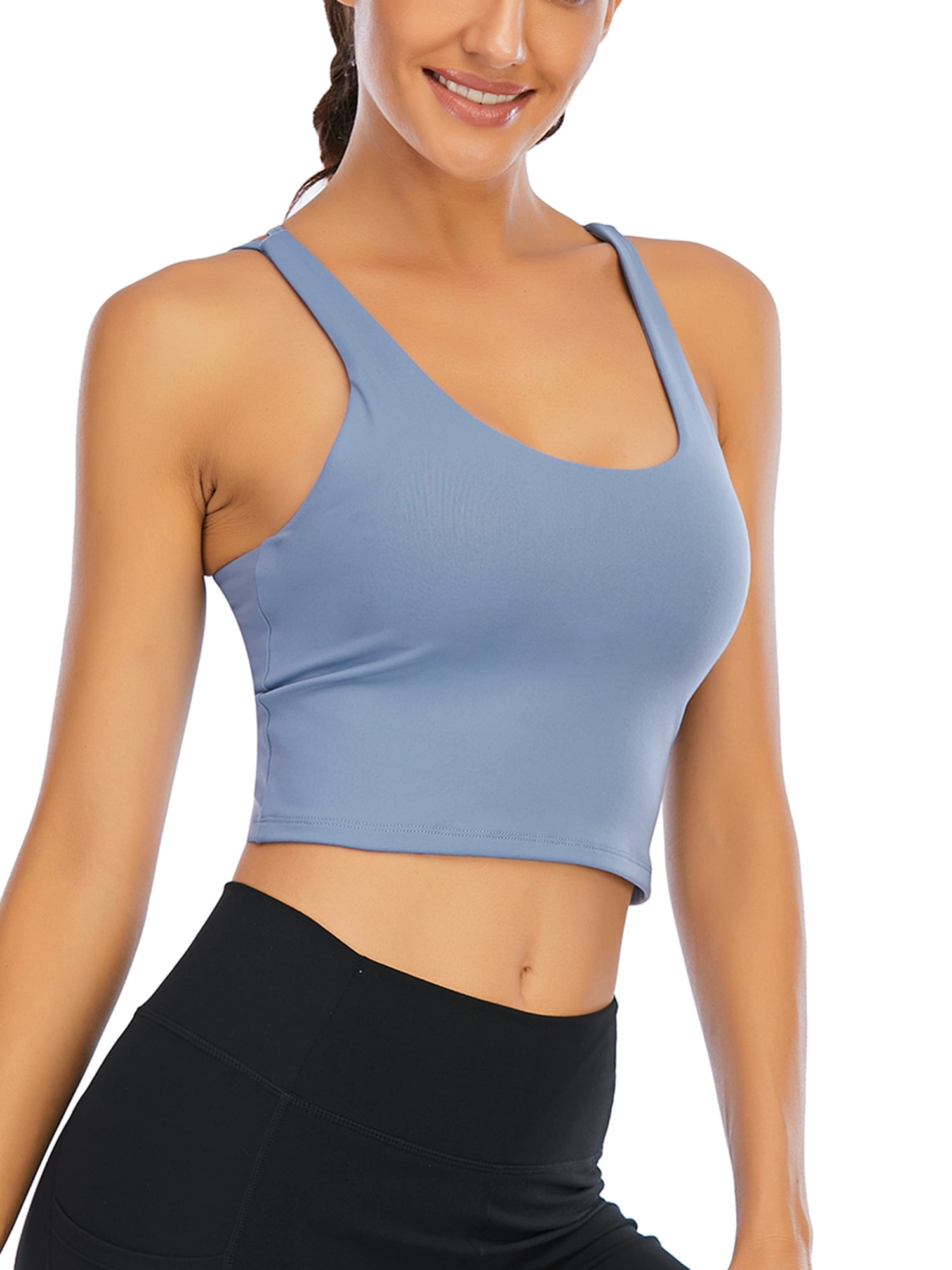 SAYFUT Women Girls Removable Paddeds Sport Bras Spaghetti Strap Yoga ...