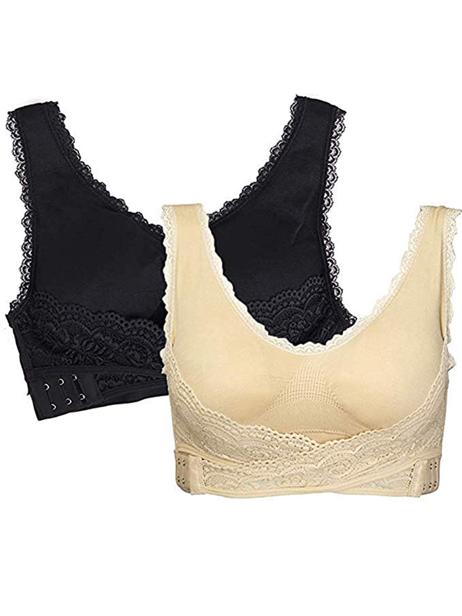 SAYFUT Women's Floral Lace Bras Removable Padded Bra Cross Front Side ...