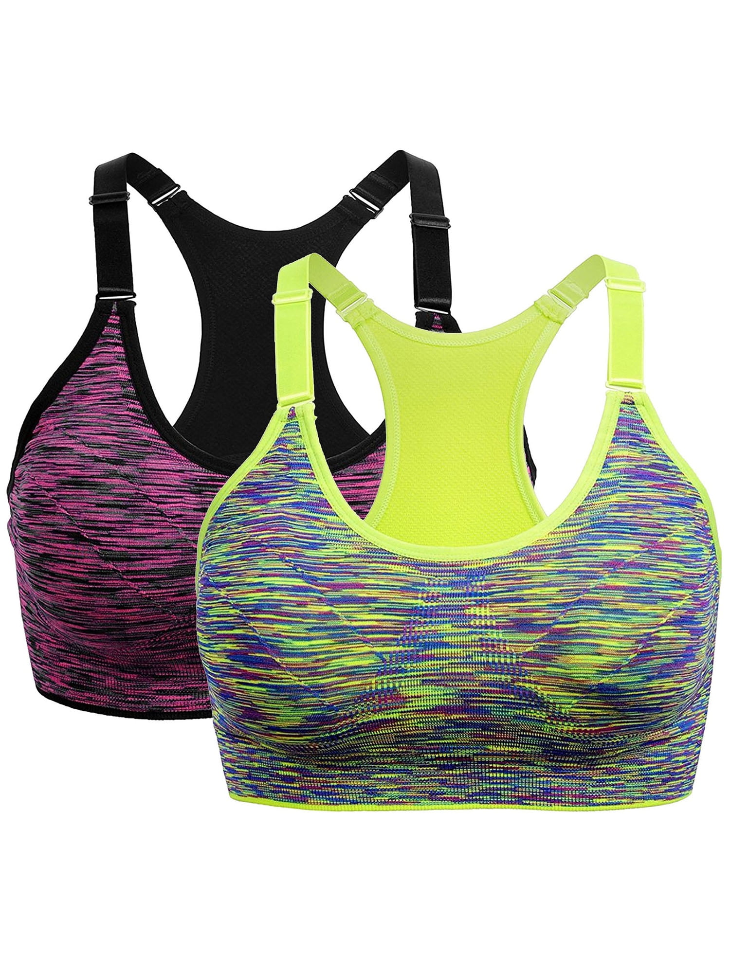 SAYFUT Women's Seamless Active Keyhole Mesh Racerback Sports Bra Middle ...