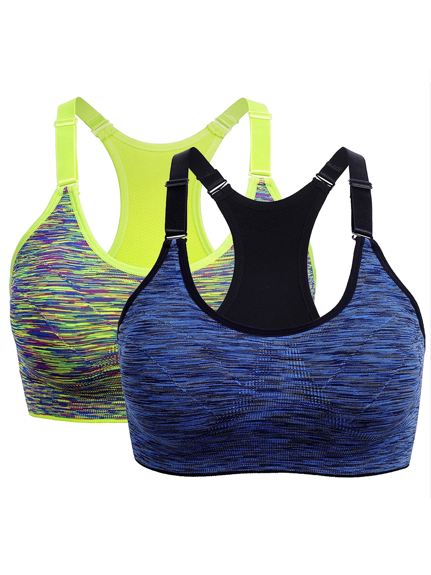 SAYFUT Women's Seamless Active Keyhole Mesh Racerback Sports Bra Middle ...