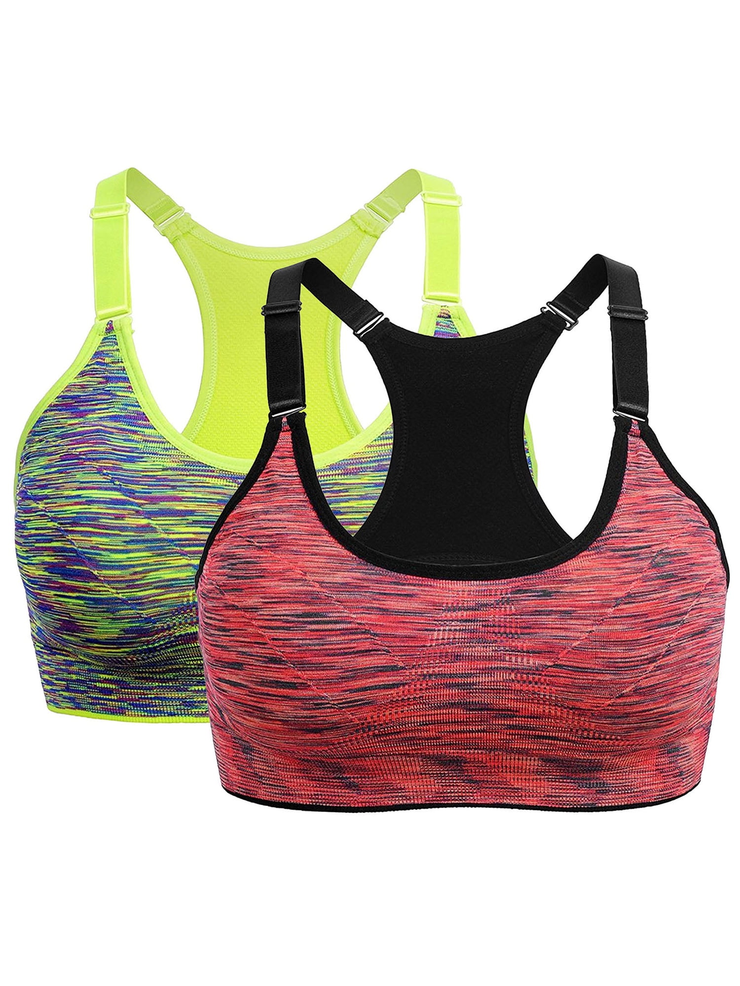SAYFUT Women's Seamless Active Keyhole Mesh Racerback Sports Bra Middle ...