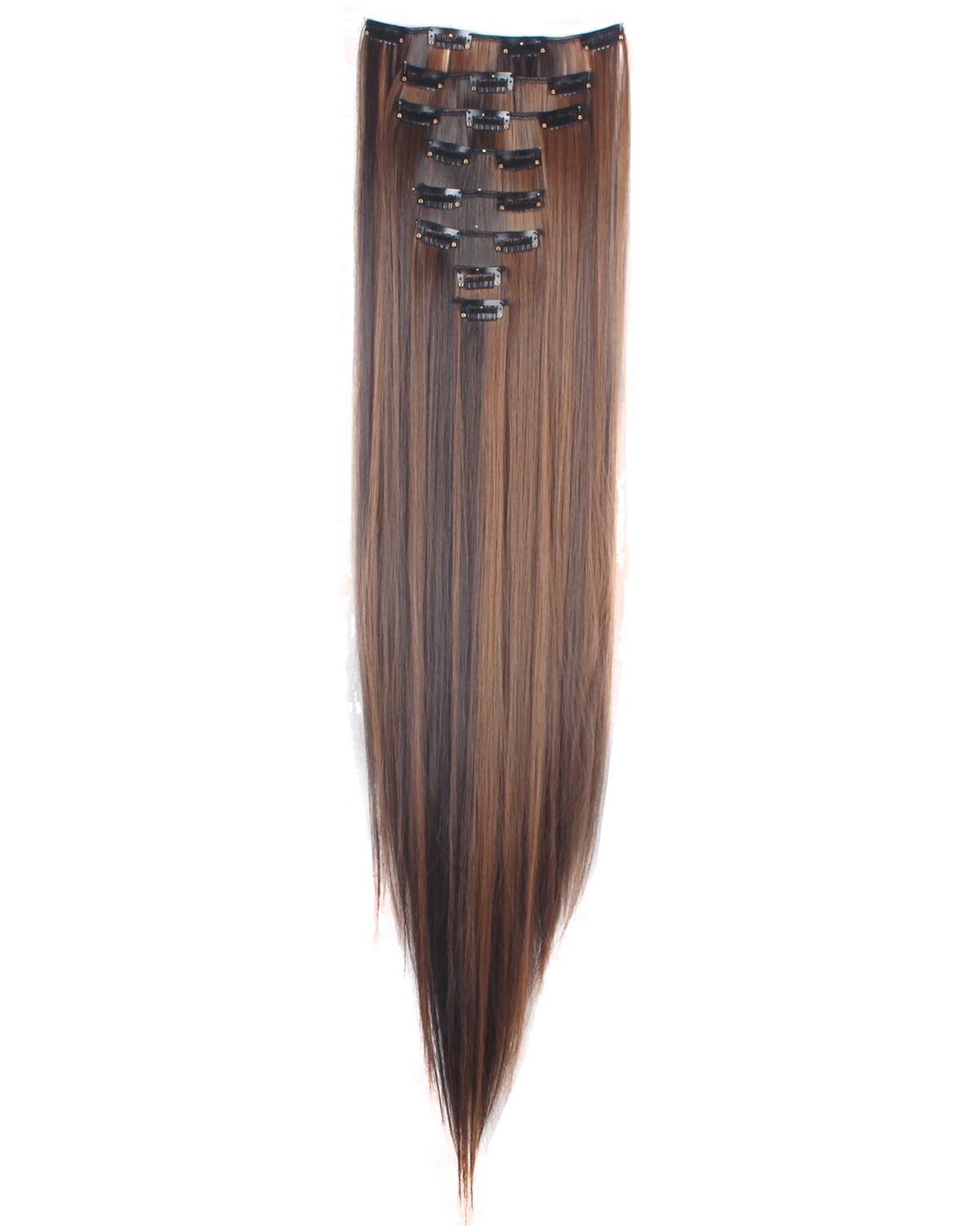 SAYFUT Womens Girls 26" Straight Full Head Clip in Synthetic Hair ...