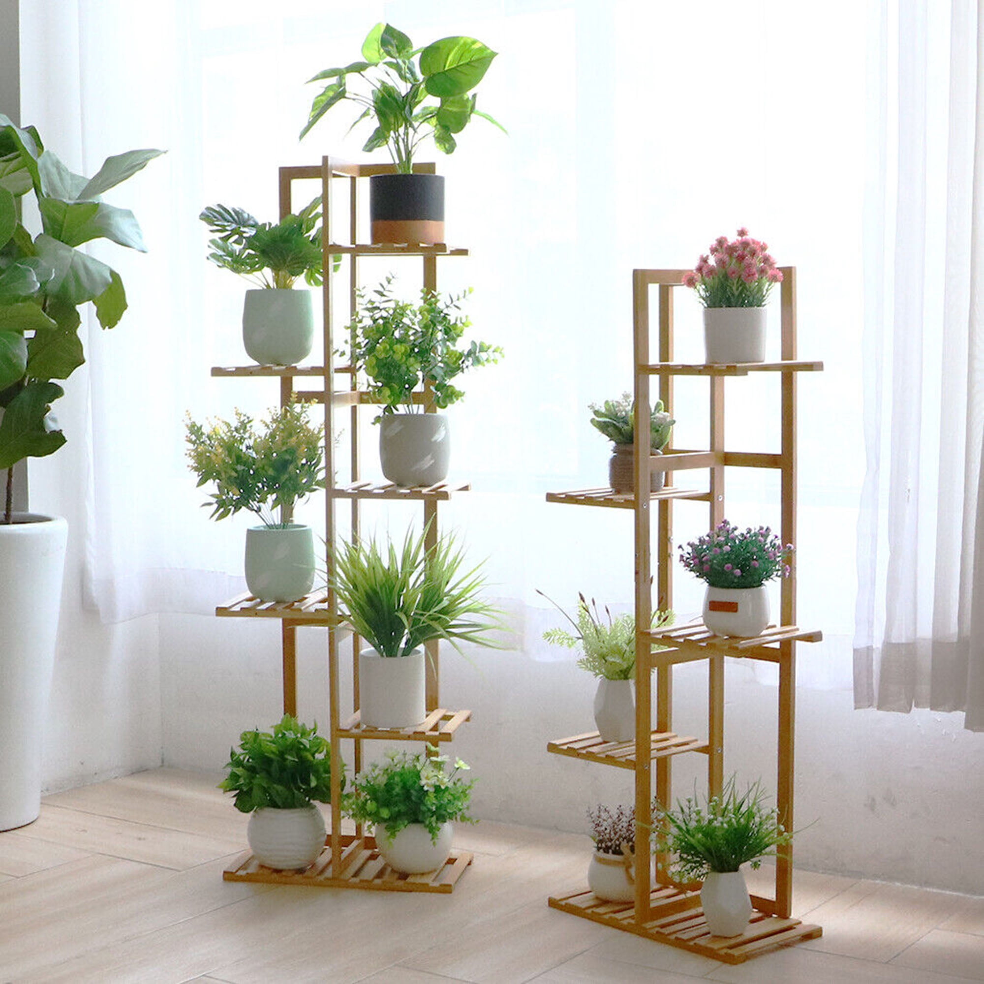 SAYFUT Wood Plant Stand, 6 Tier 6 Potted, 44.88 Inch, Plant Stands ...