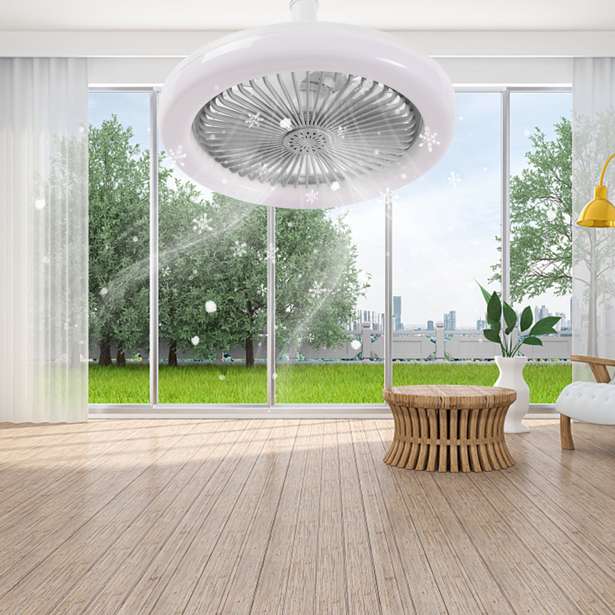 SAYFUTE 27 Ceiling Fan with Lights,Enclosed Low Fan Light, Electric Fan ...