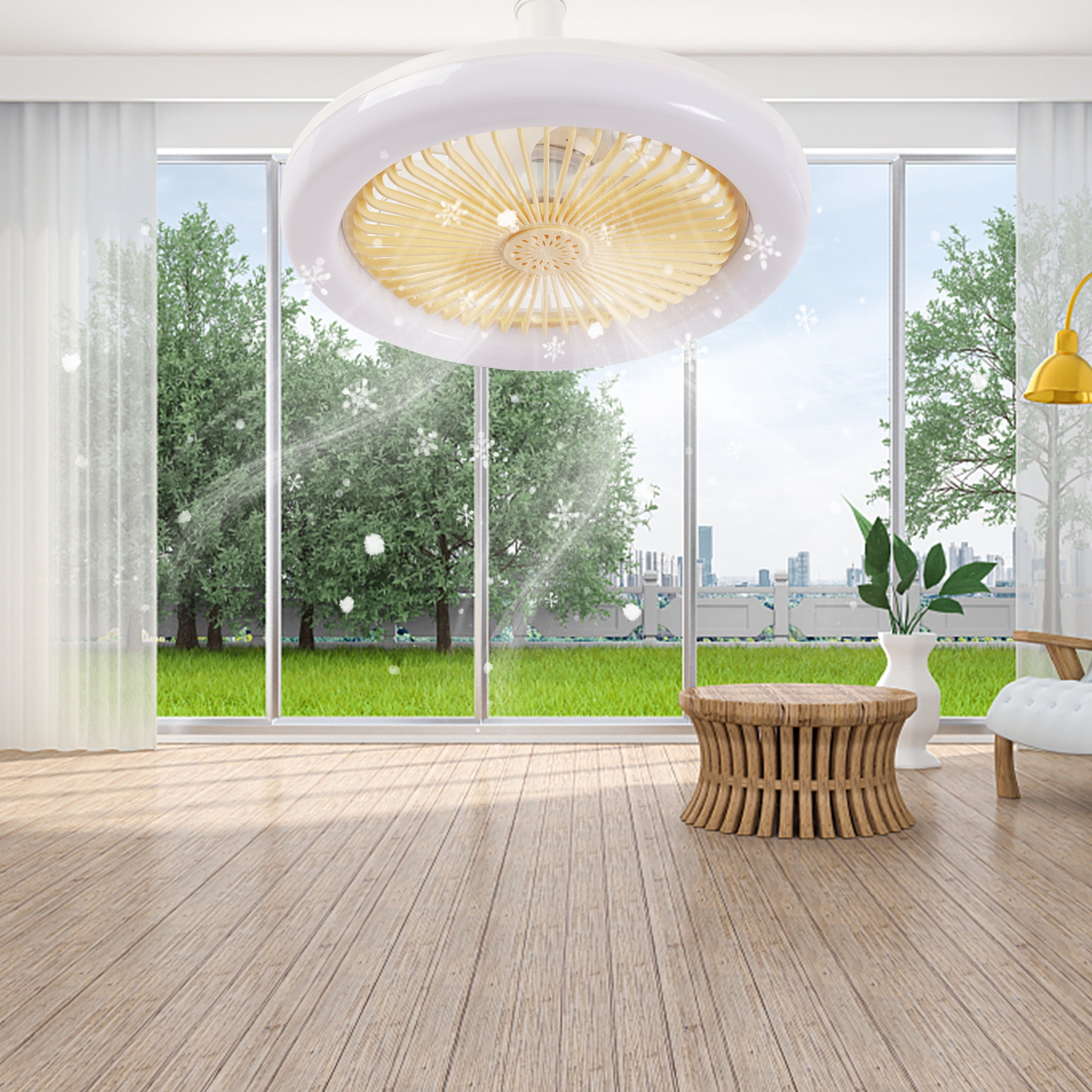 SAYFUTE 27 Ceiling Fan with Lights,Enclosed Low Fan Light, Electric Fan ...