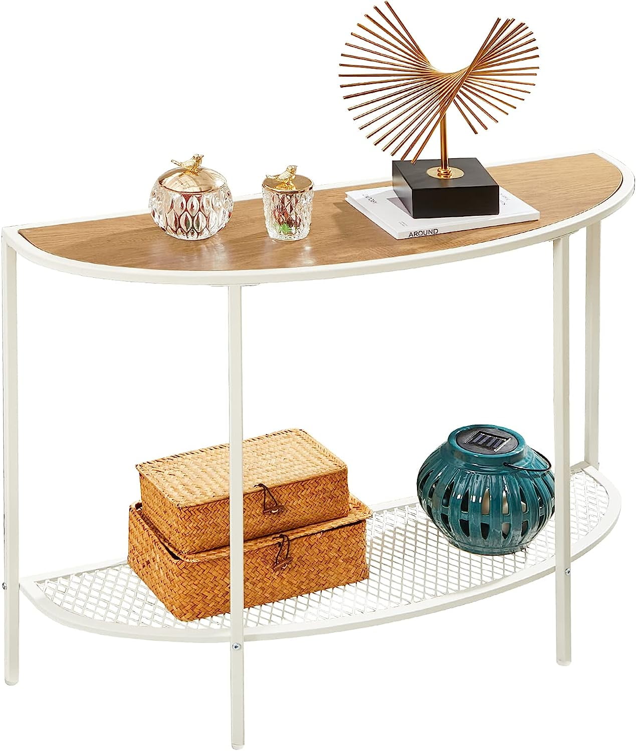 SAYGOER Console Table 2 Tier Narrow Entryway Table with Storage Shelves ...