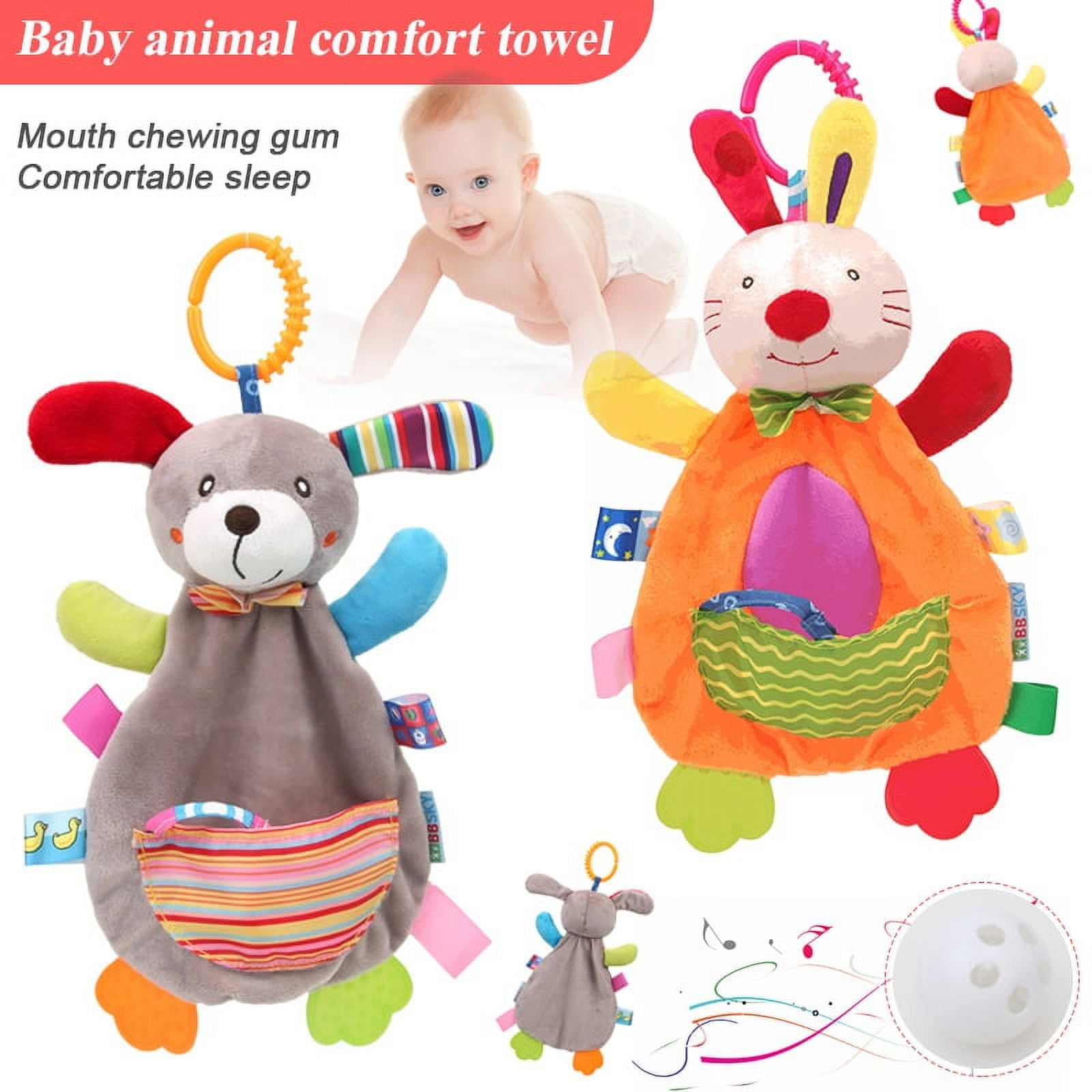 SAYLITA 2 Pack Baby Soft Hanging Rattle Crinkle Squeaky Toy - Baby Toys ...