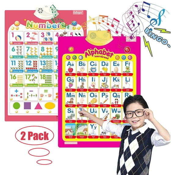 SAYLITA 2Pcs Electronic Interactive Alphabet Wall Chart for Kids, ABC ...
