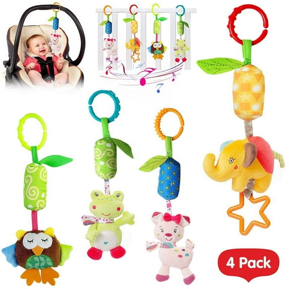 SAYLITA 4-Pack Baby Soft Rattle Learning Toy with Teethers, Plush ...