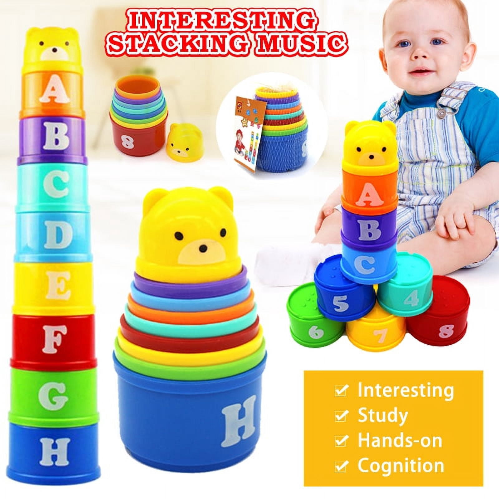 SAYLITA Baby Stacking 9 Cups Nesting and Sorting Cups, Counting Toys ...