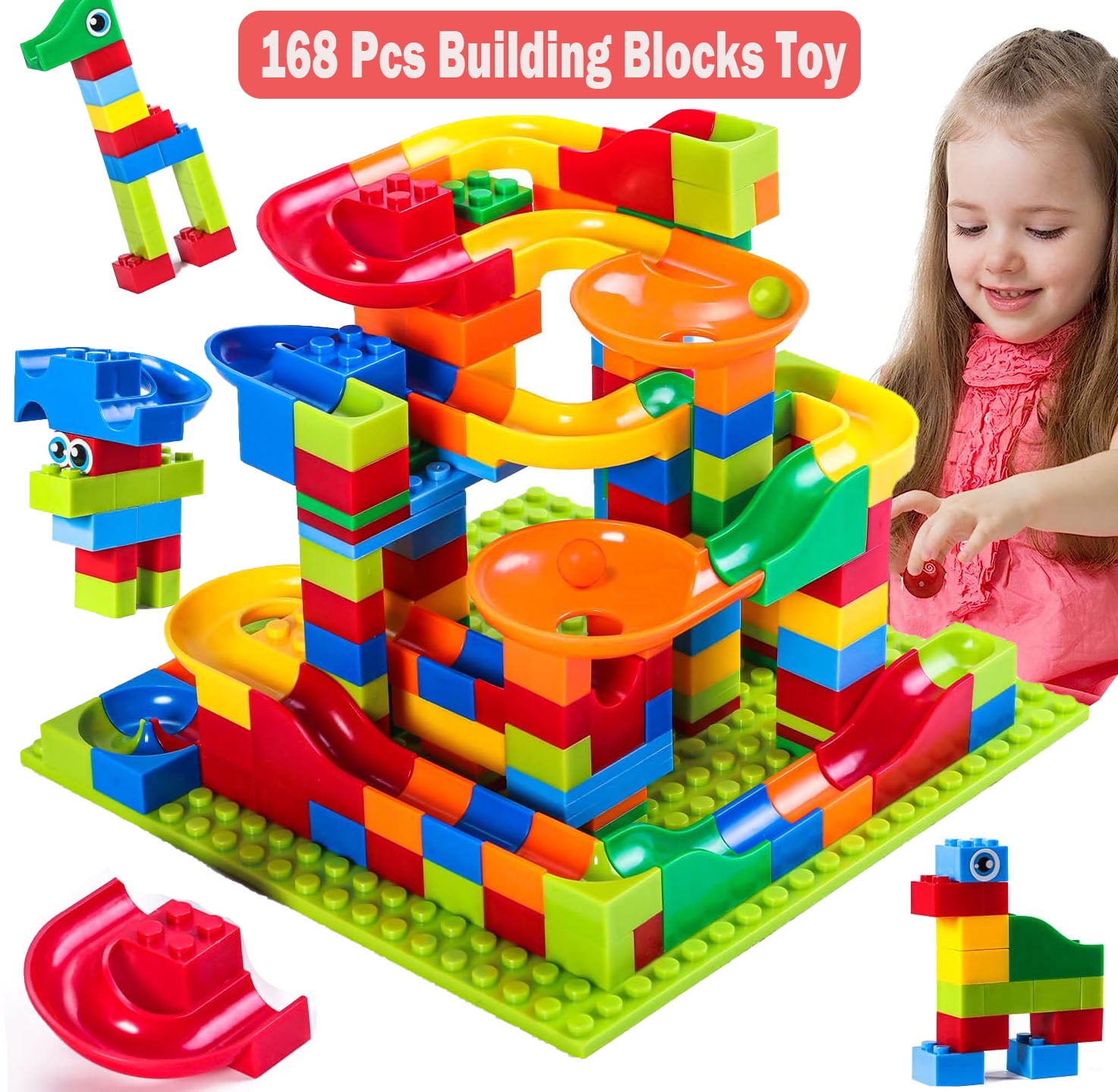 SAYLITA Building Blocks Classic Big Blocks Toy Bricks Set Kids Race ...