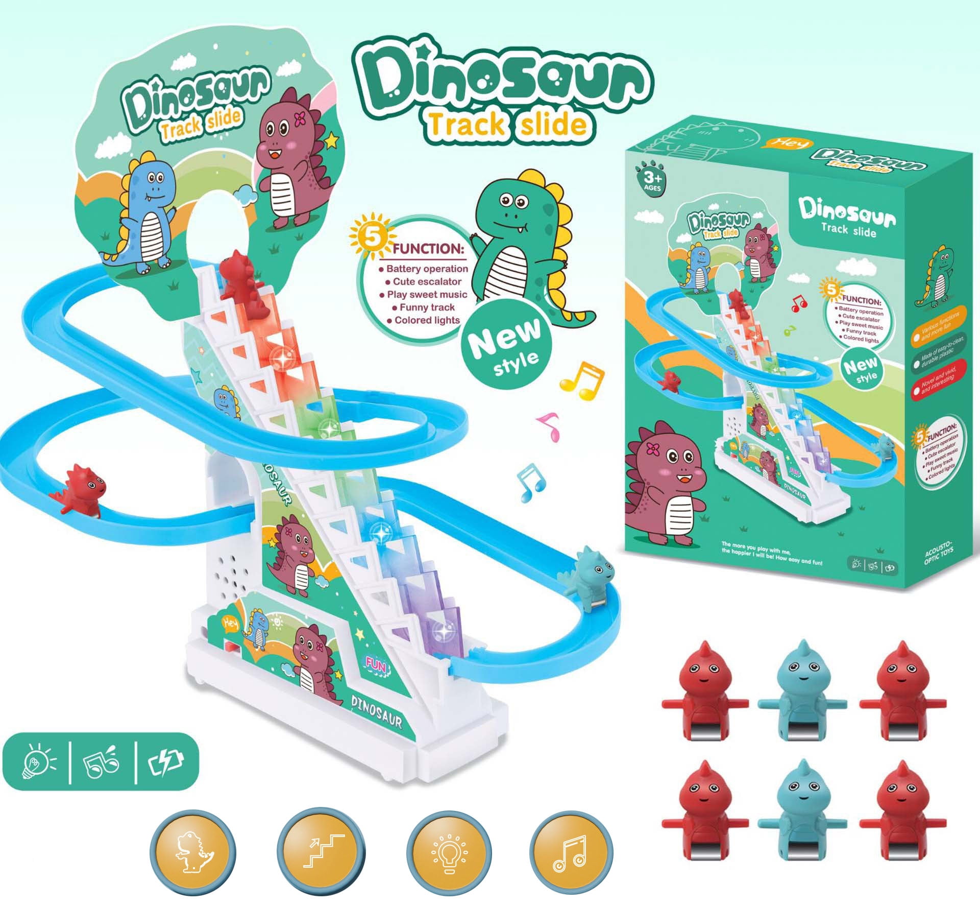 SAYLITA Dinosaur Climbing Toys, Electric Chasing Race Track Game Set ...