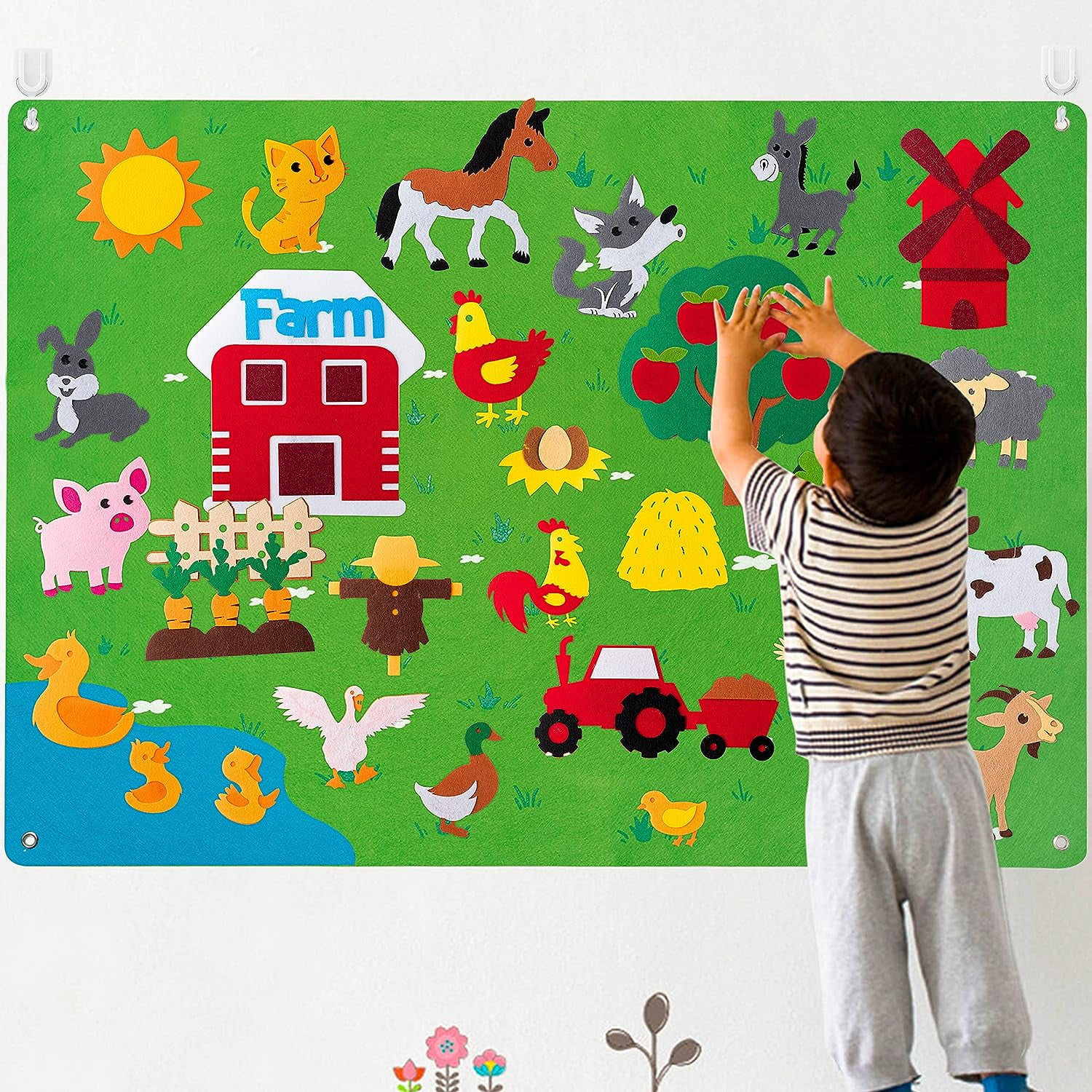 SAYLITA Farm Animals Felt Story Board Set,Toddlers Preschool Farmhouse ...