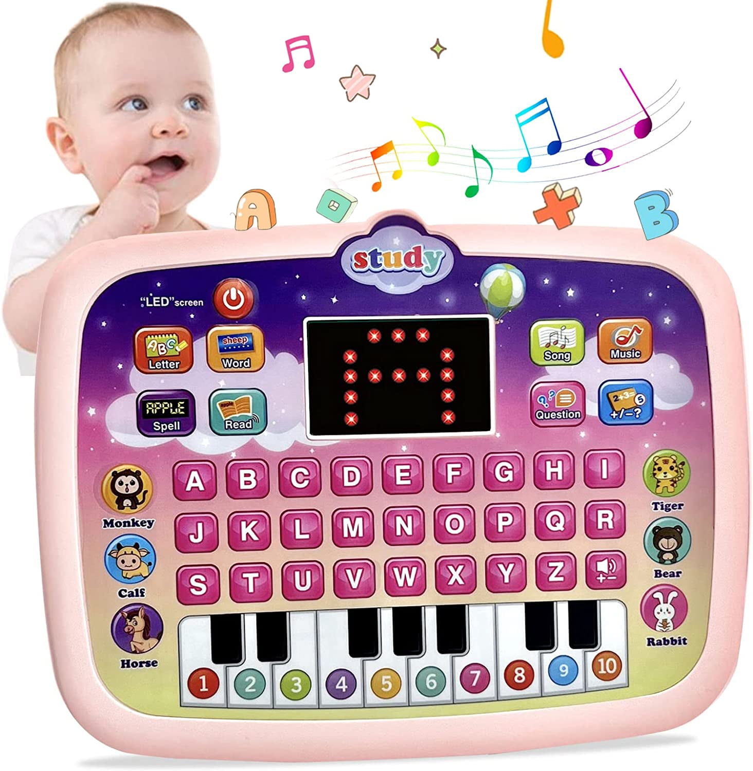SAYLITA Baby Tablet Toy, Educational Learning for 1-3 Years Old, Light ...
