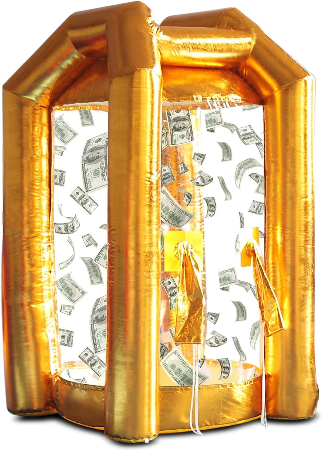 SAYOK 4.92 x 8.2ft Inflatable Money Machine Booth Gold Inflatable Cash ...