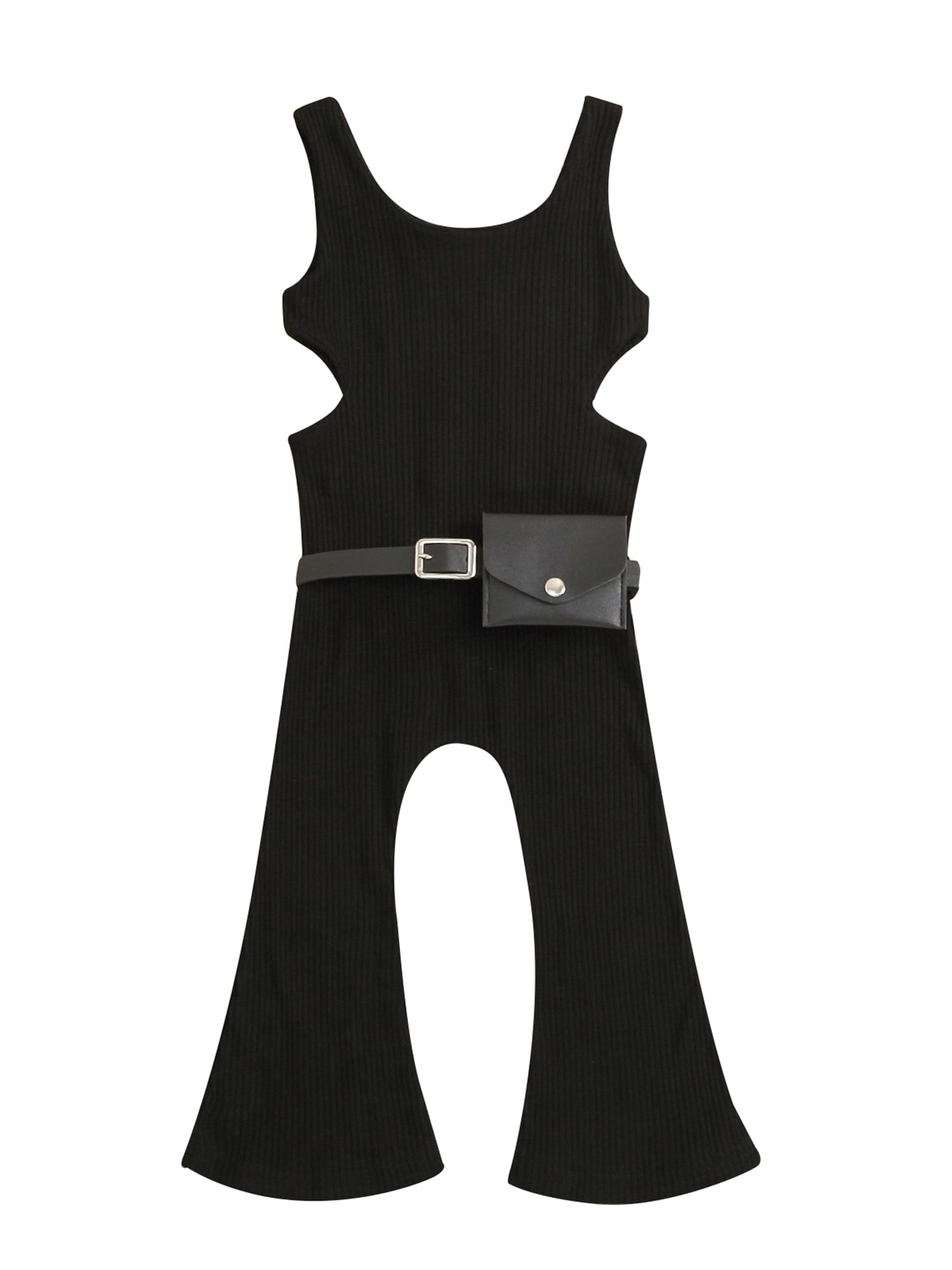 SAYOO 1-6Years Kids Girls Summer Clothes Set Fashion Sleeveless Straps Knitted Ribbed Waist ...