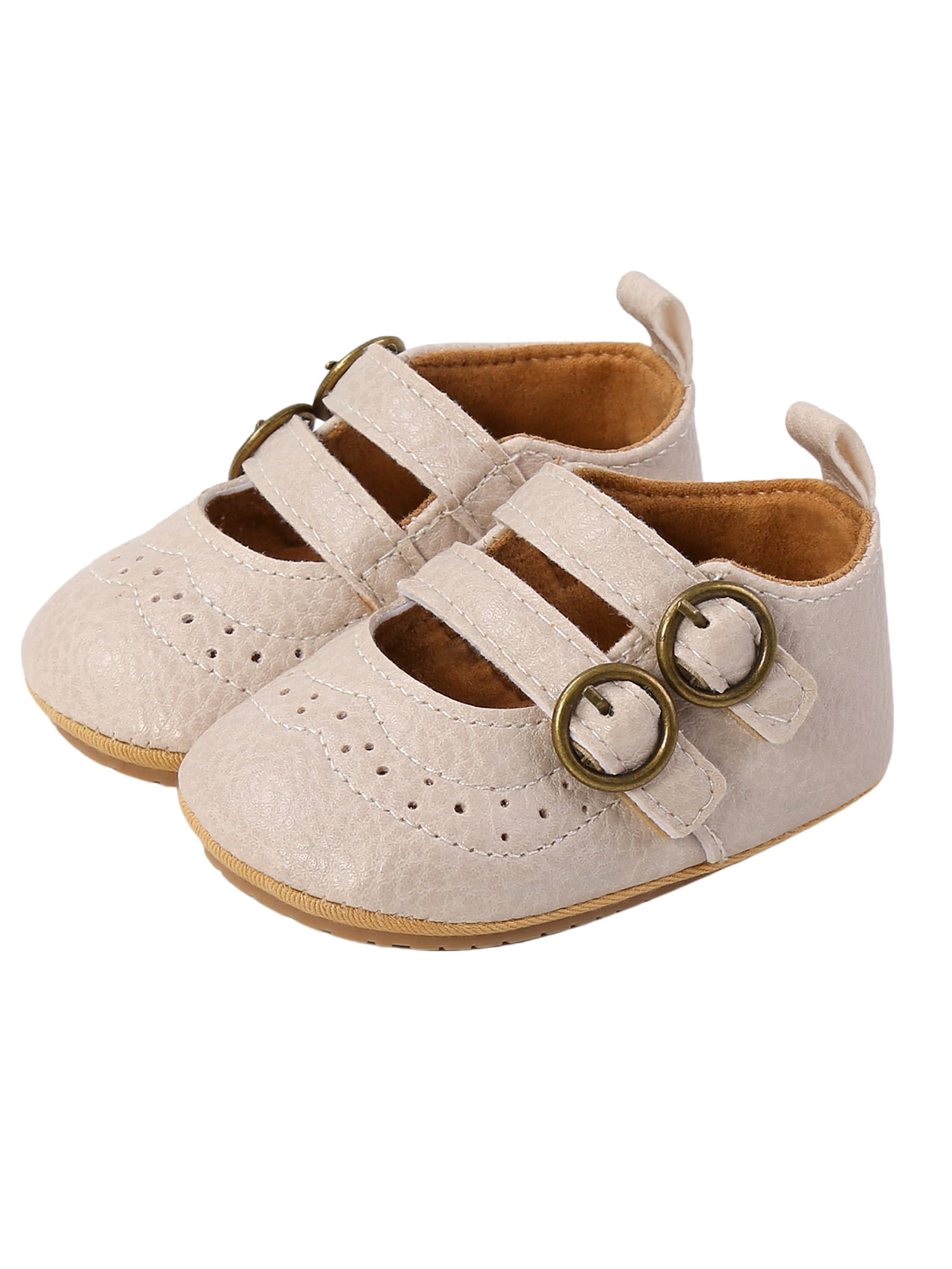 SAYOO Baby Girls Mary Jane Flats, Non-Slip Princess Dress Shoes with Double Buckle Straps ...