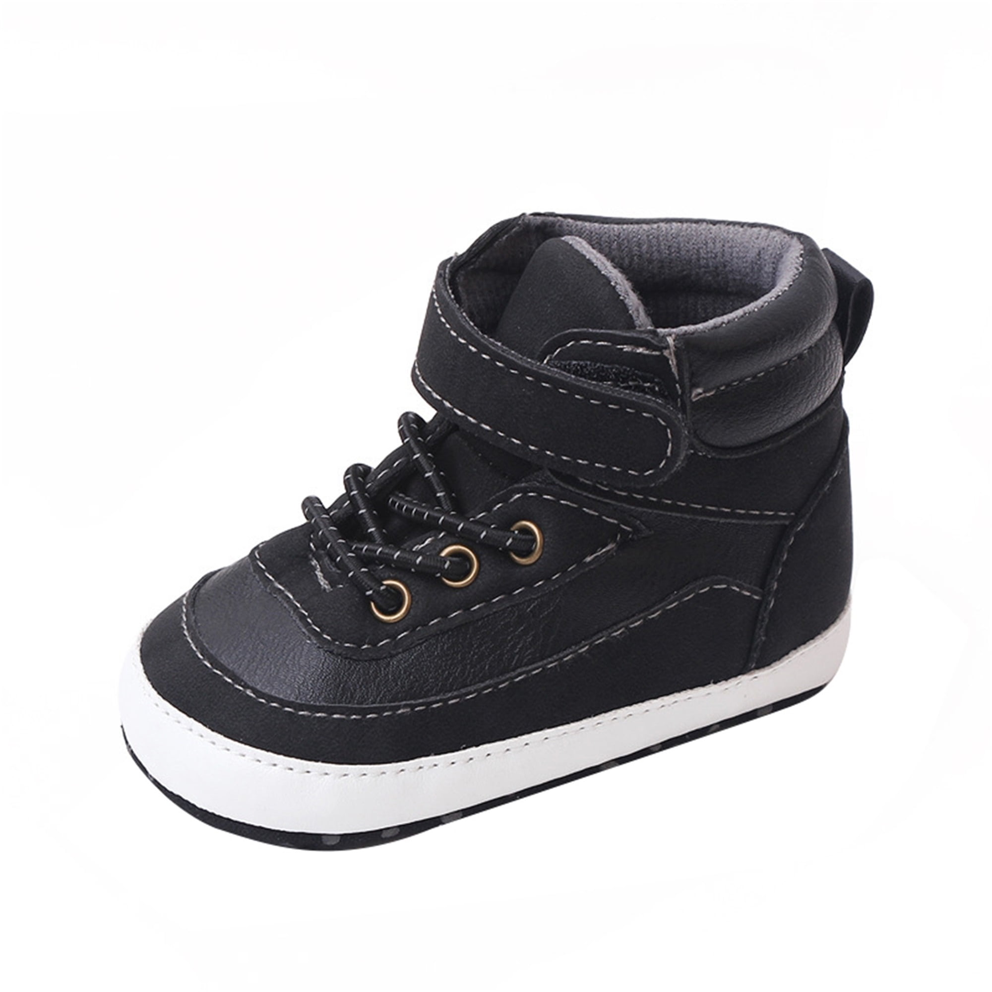 SAYOO Baby High-Top Ankle Sneakers Contrast Color Leather Anti-Slip Soft Sole Sport Shoes ...