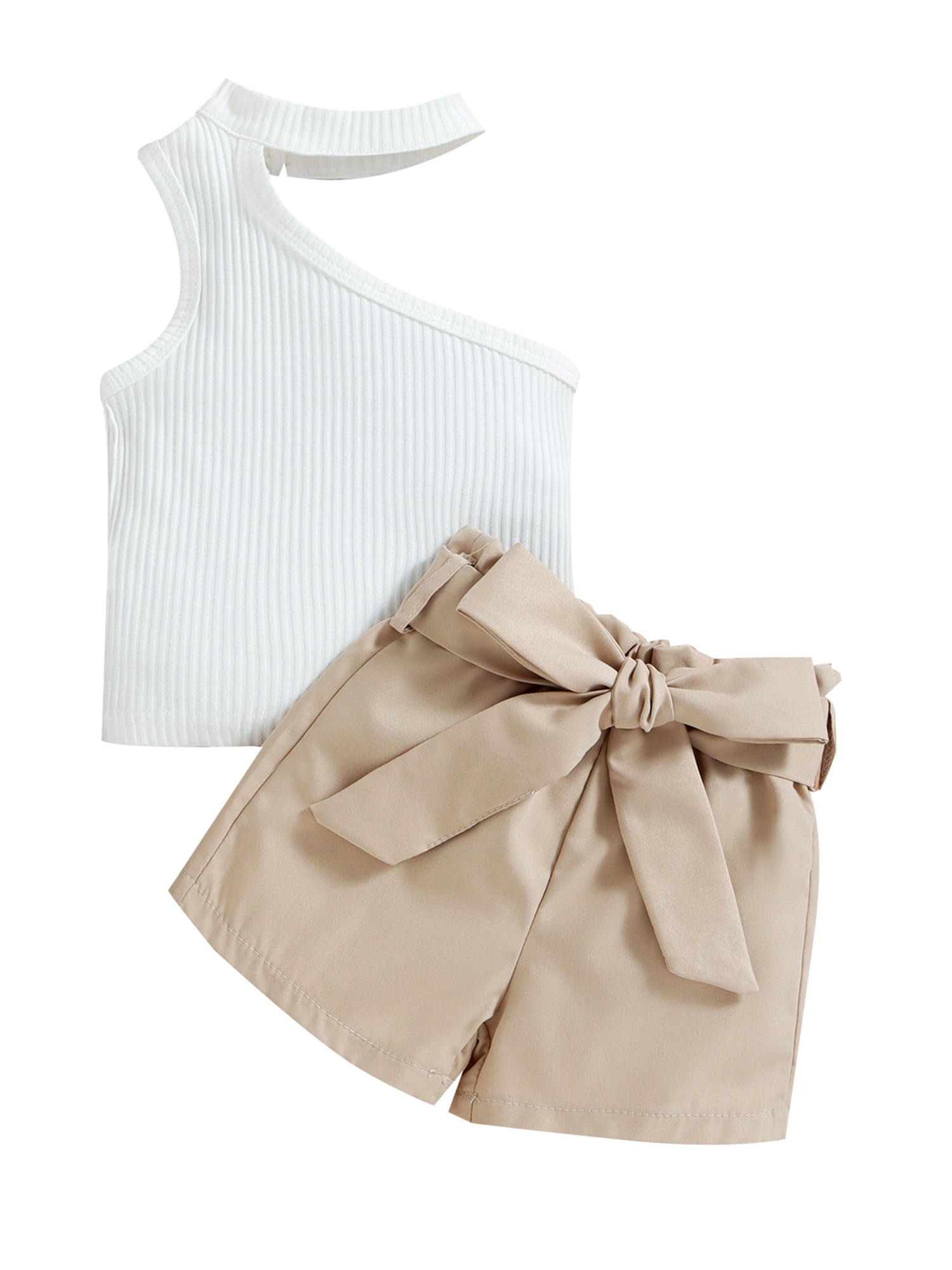 SAYOO Little Girls Three Pieces Clothes Outfit Halterneck Oblique ...