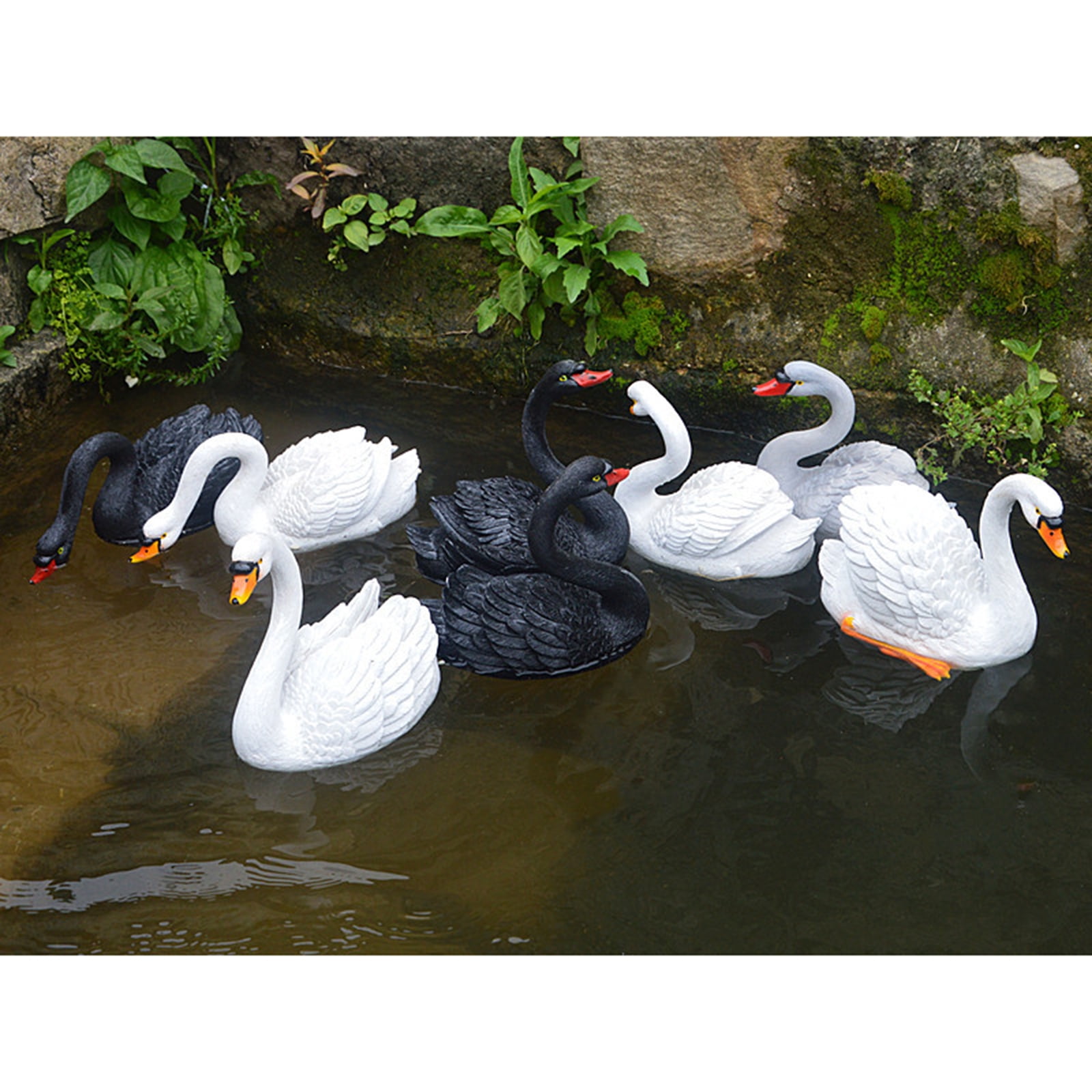 SAYOO Outdoor Garden Swan Figurine, Landscape Centerpiece Decorative ...